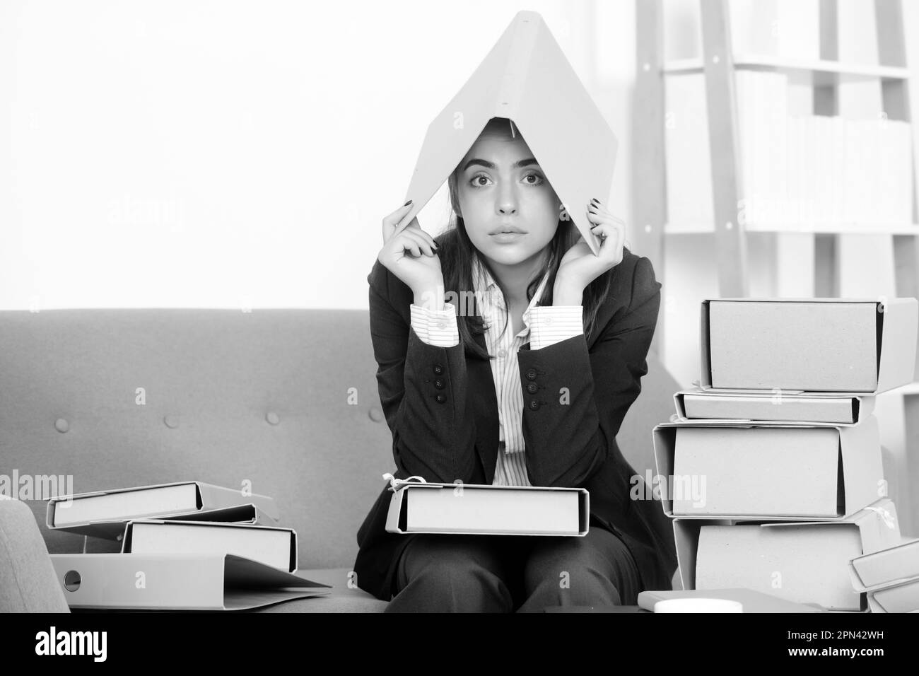 Sadness depressed businesswoman, frustration secretary girl, stressed ...