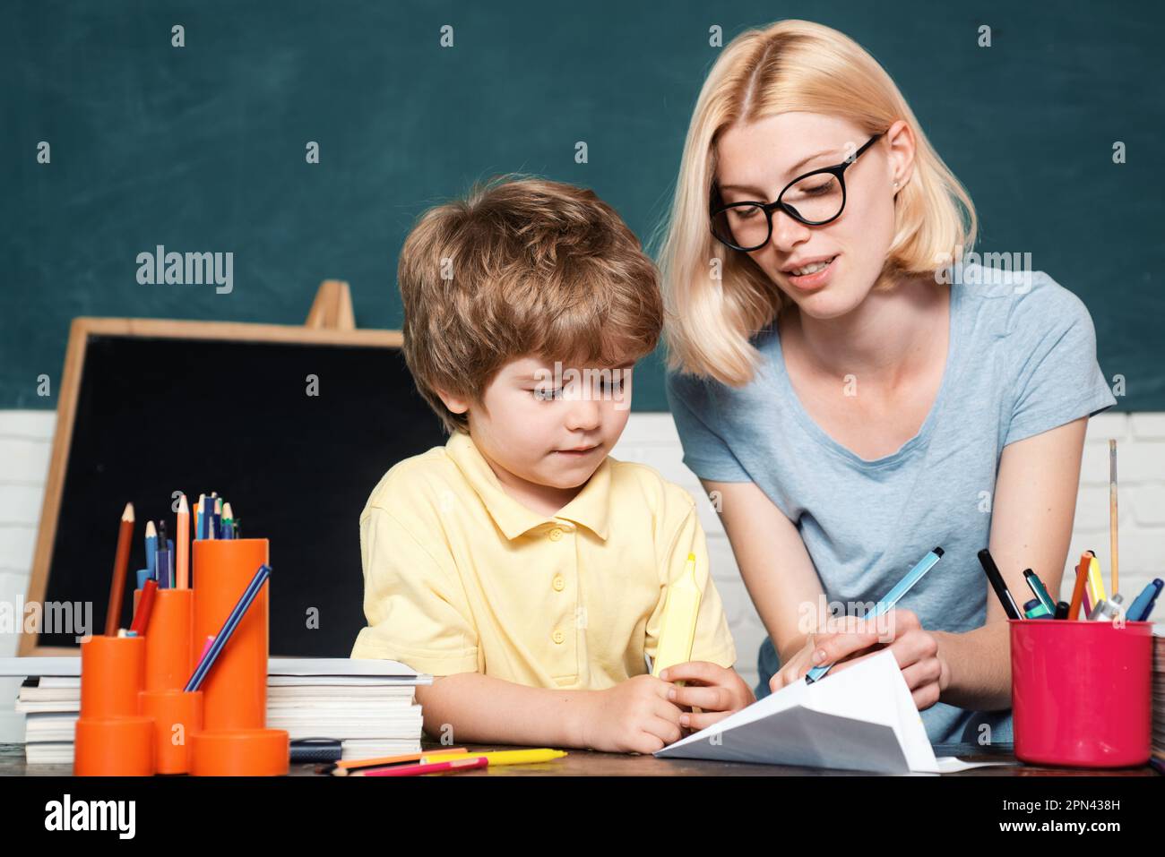 Elementary school - education and learning child concept. First time to ...