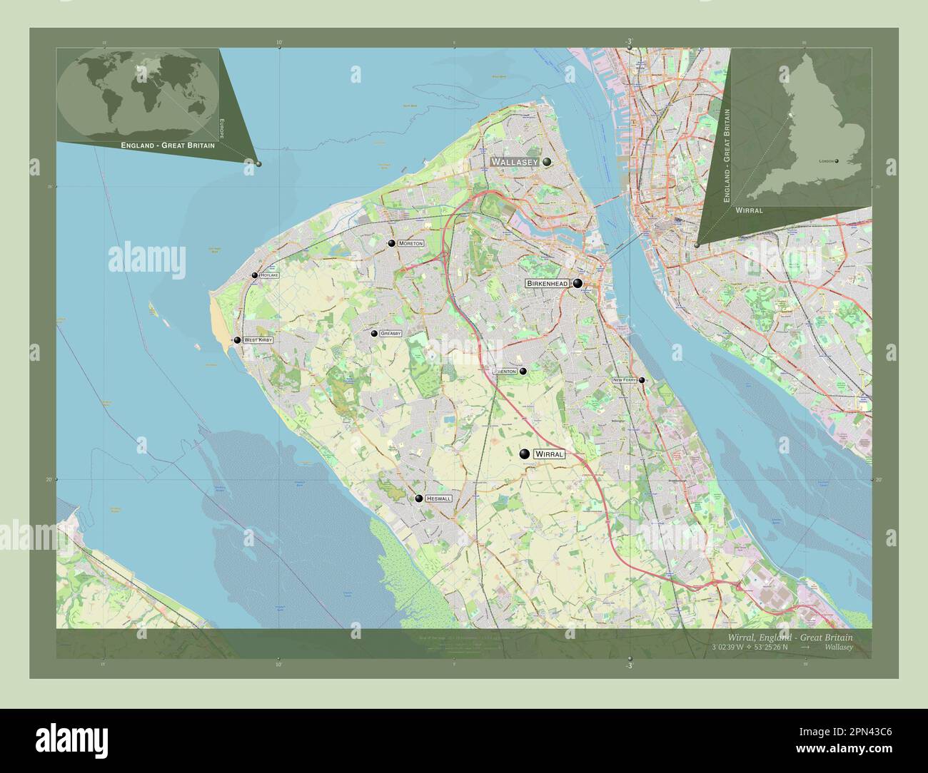 Wirral, metropolitan district of England - Great Britain. Open Street ...