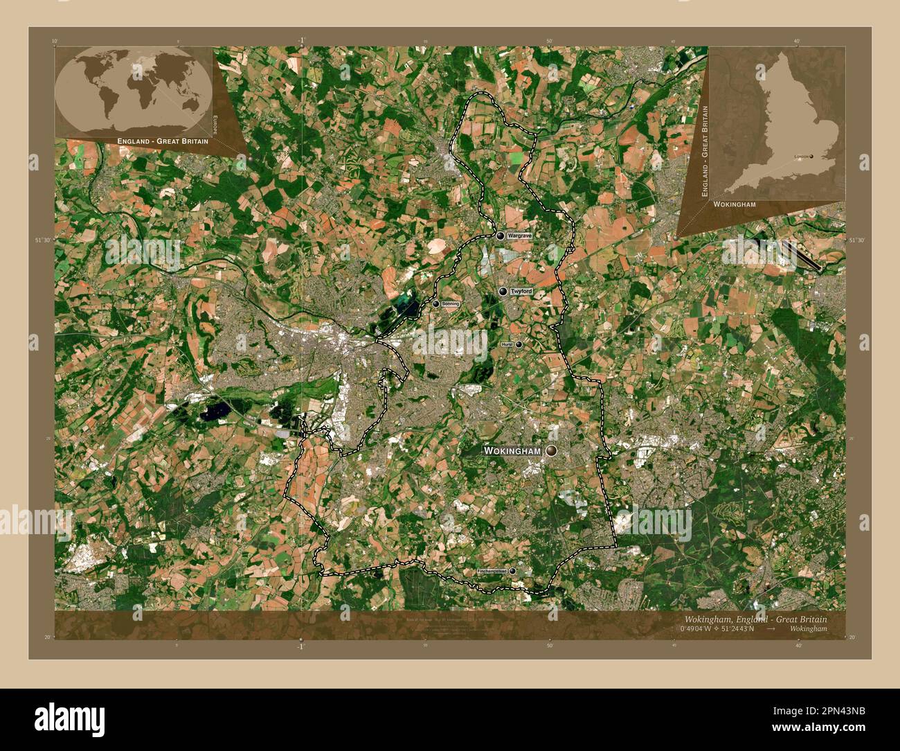 Wokingham, unitary authority of England - Great Britain. Low resolution ...
