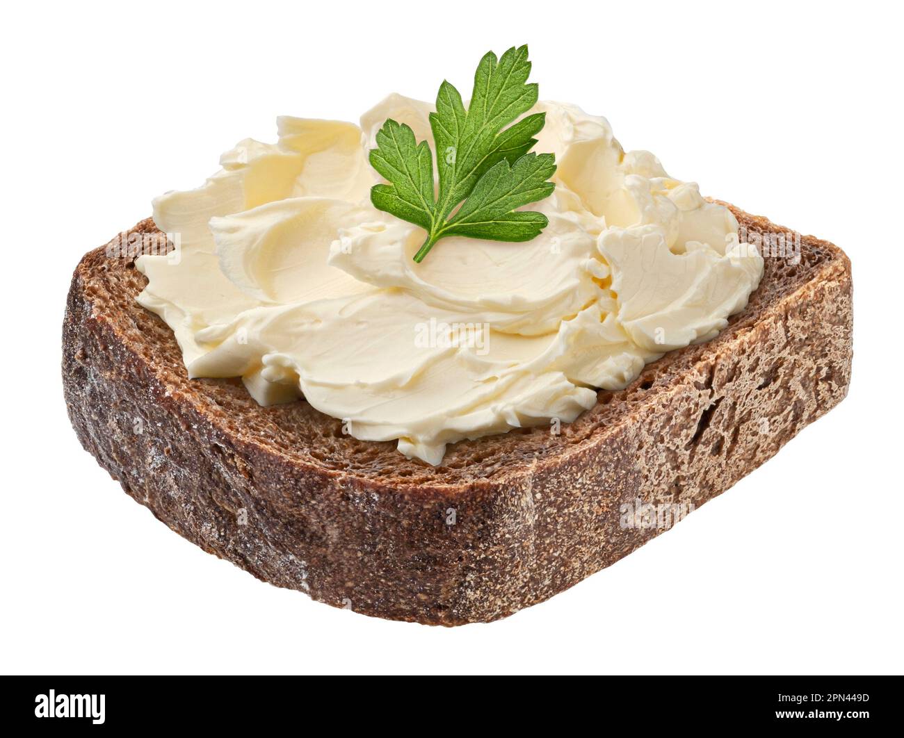 Slice of rye bread with butter isolated on white background Stock Photo ...