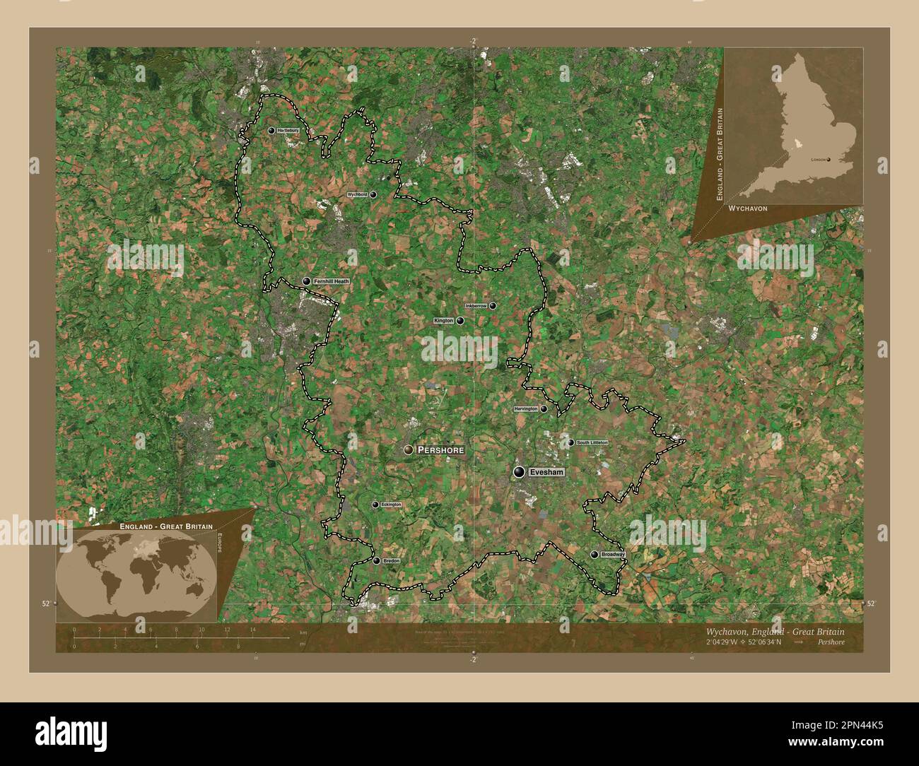 Wychavon, non metropolitan district of England - Great Britain. Low ...