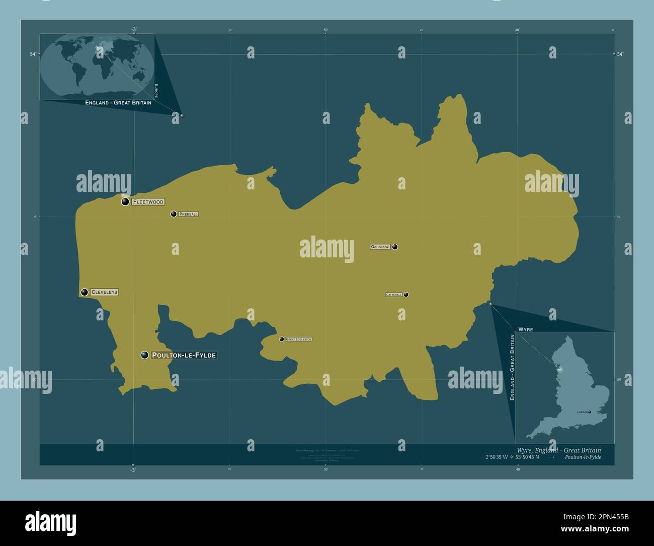 Wyre, non metropolitan district of England - Great Britain. Solid color ...