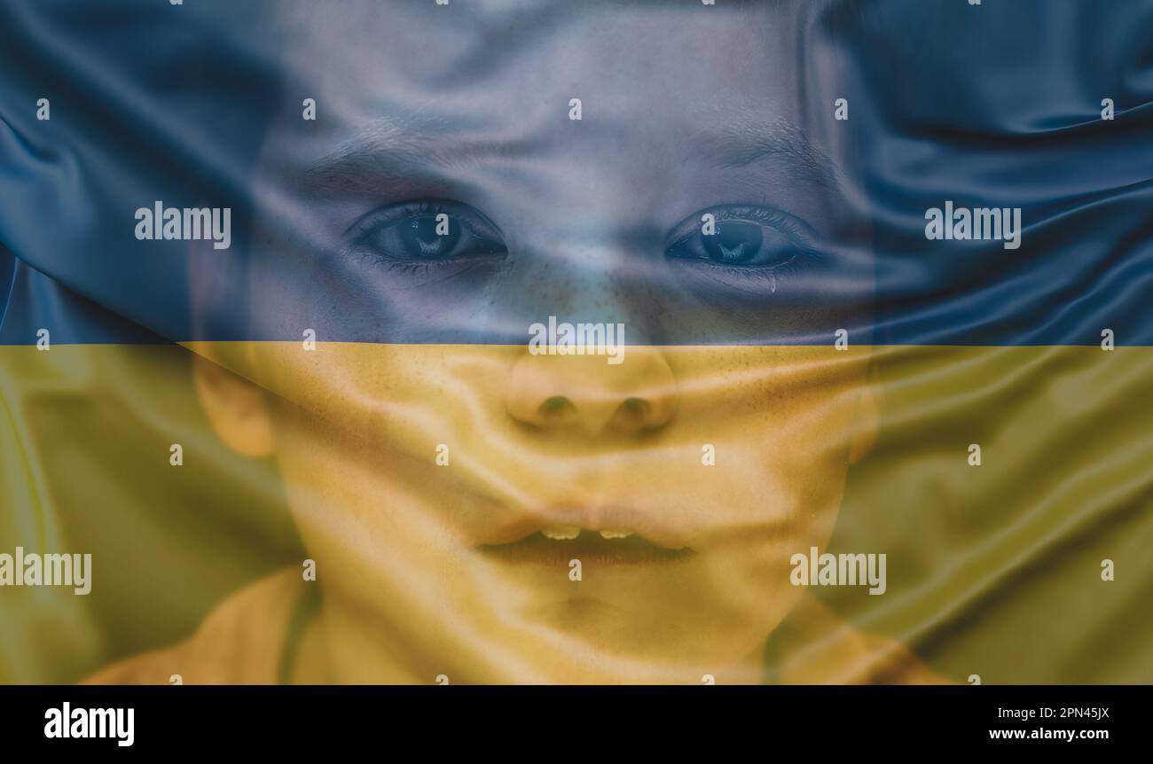 Ukrainian child is crying because of the war Stock Photo - Alamy