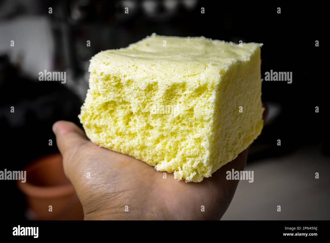 One yellow Chinese traditional sweet and soft glutinous steamed sponge ...