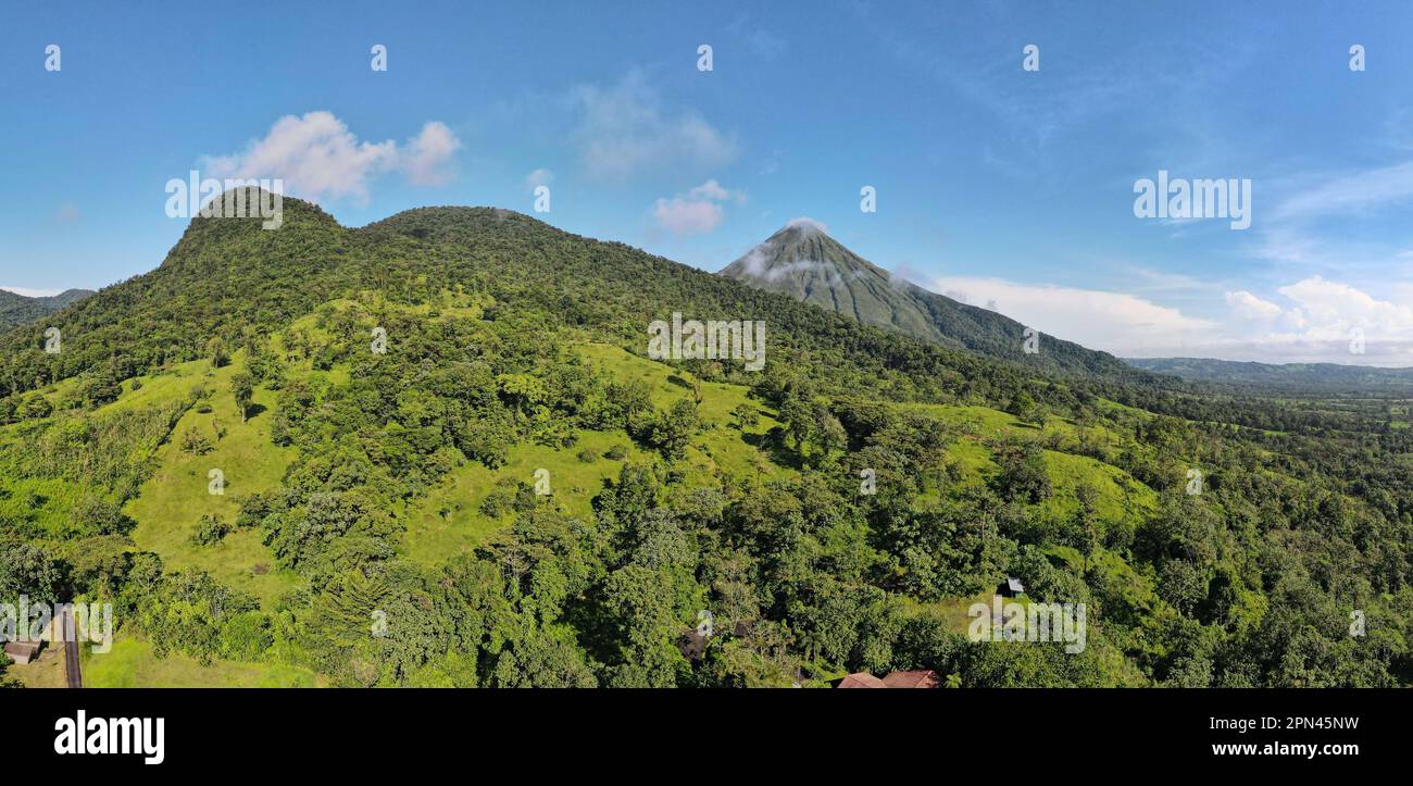 Landscape Panorama picture from Volcano Arenal next to the rainforest ...