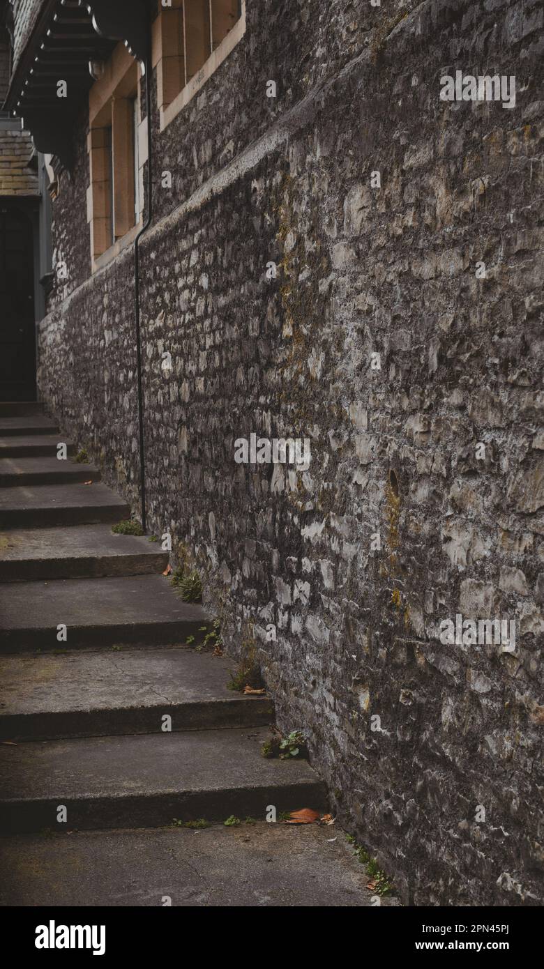 Stone wall and steps, architecture of England Stock Photo - Alamy