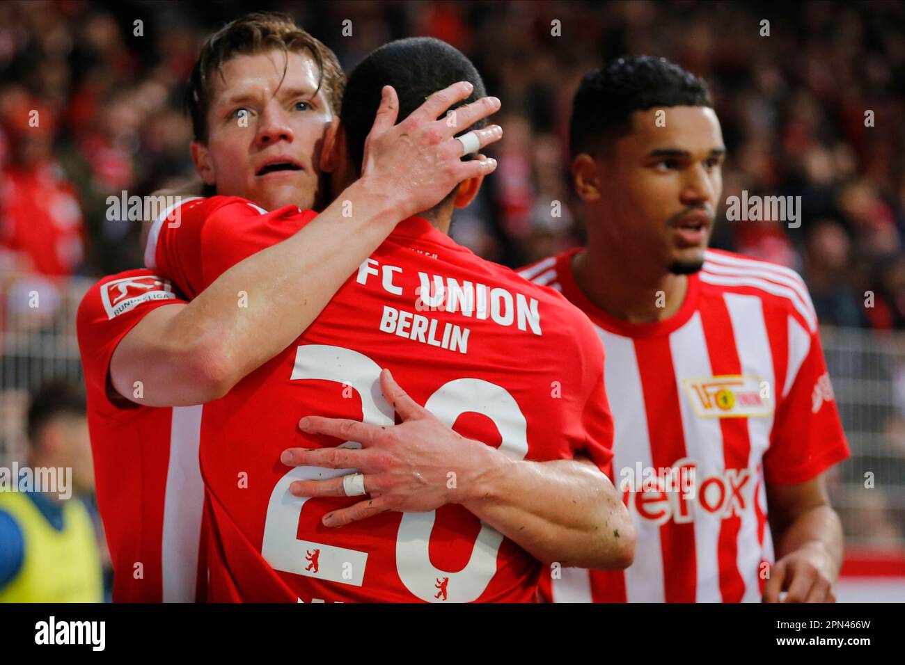 Berlin, Germany. 16th Apr, 2023. Kevin Behrens from 1. FC Union Berlin ...