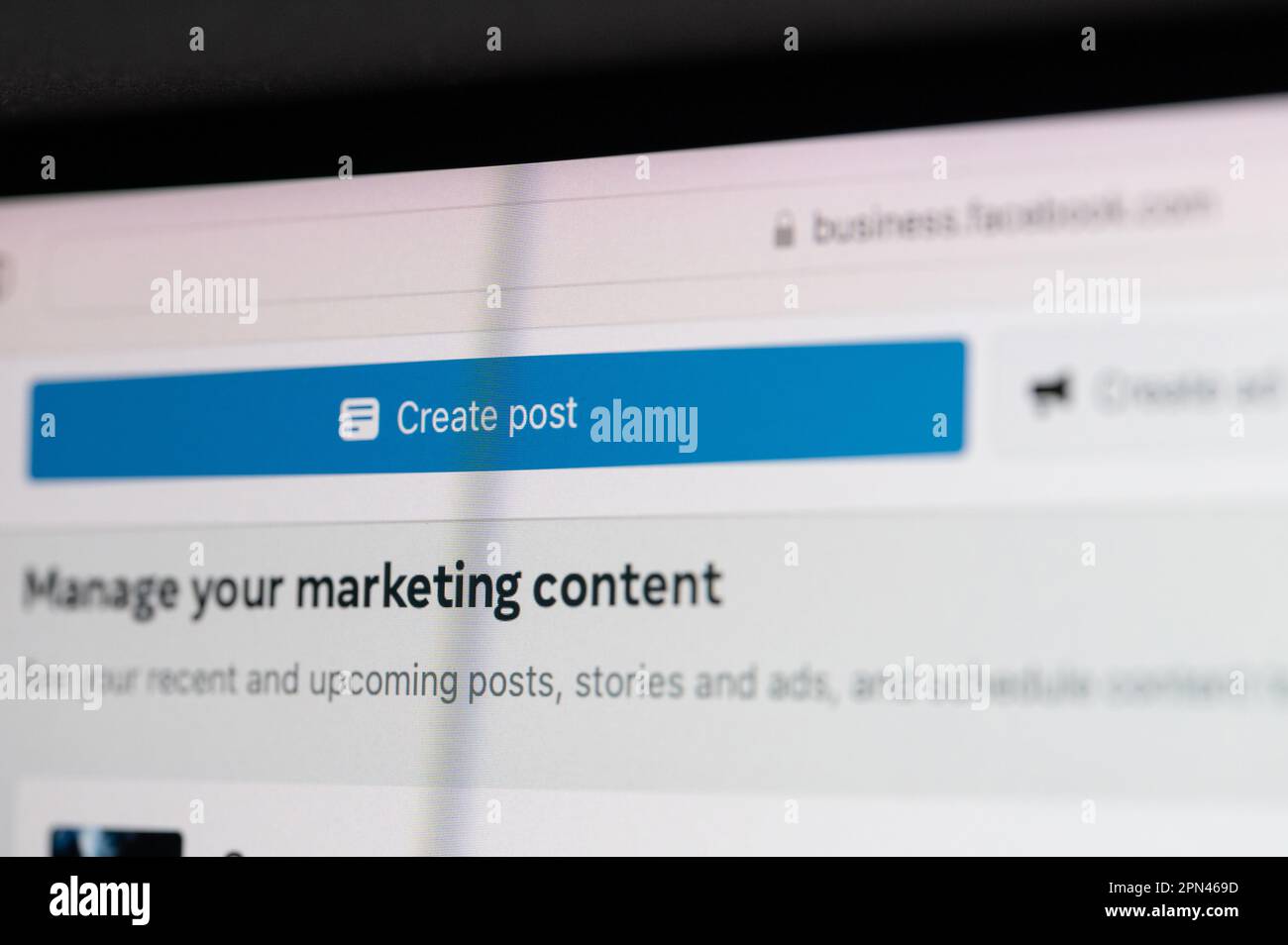 New york, USA - April 14, 2023: Create facebook business post on ...