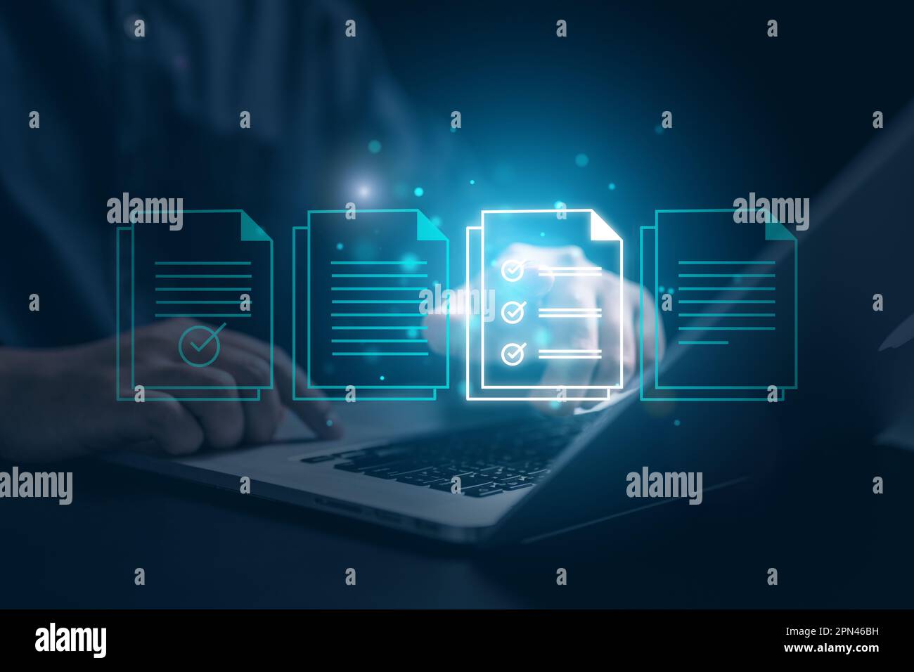 Data document analysis chart on laptop technology Stock Photo - Alamy