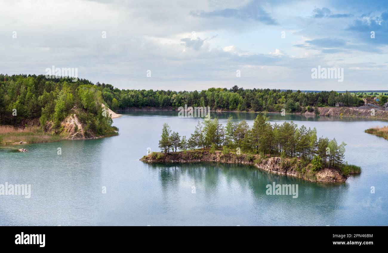Summer Basalt Pillars Geological Reserve and Basaltove lake, Kostopil ...