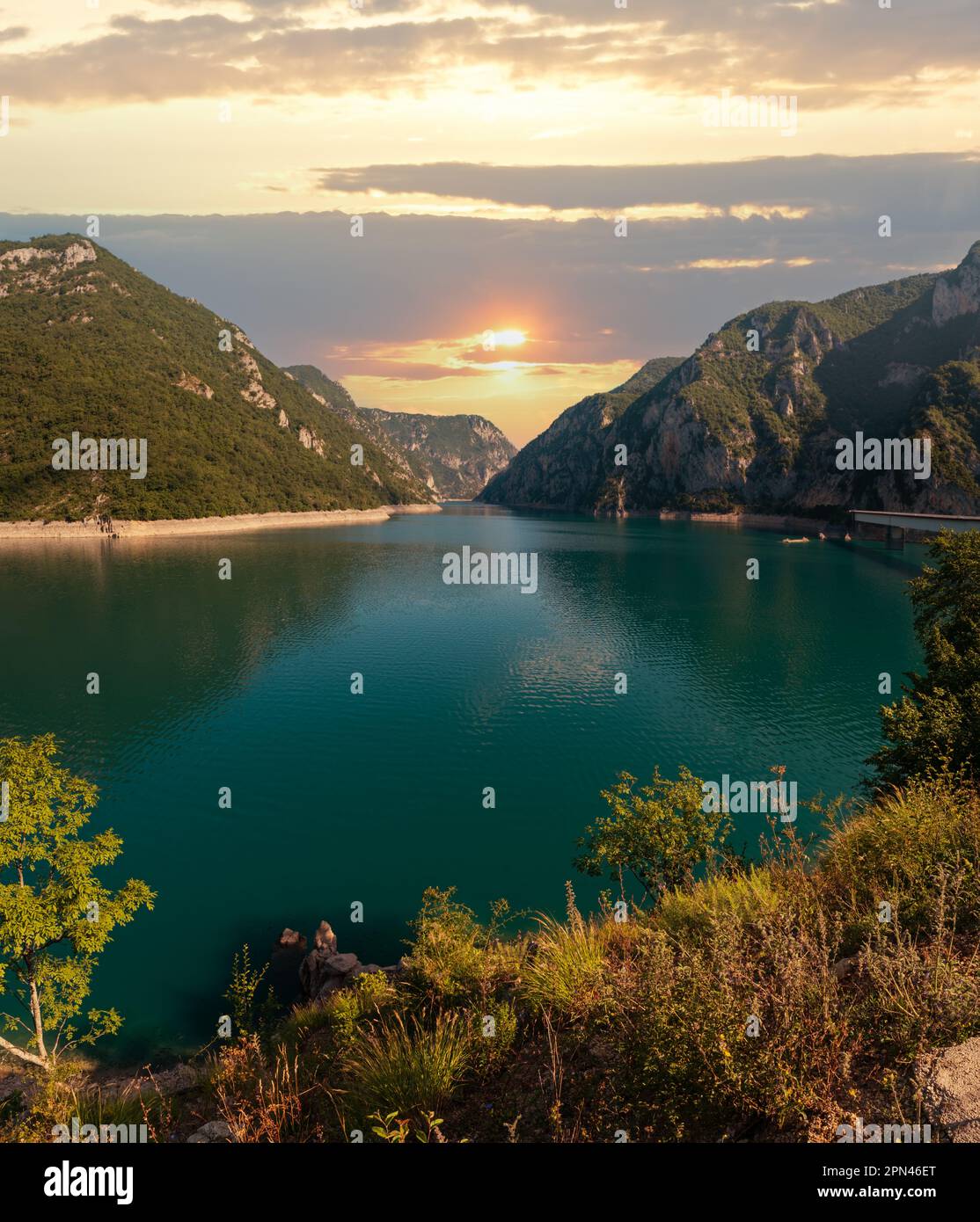 The famous Piva river canyon with its fantastic reservoir Piva Lake ...