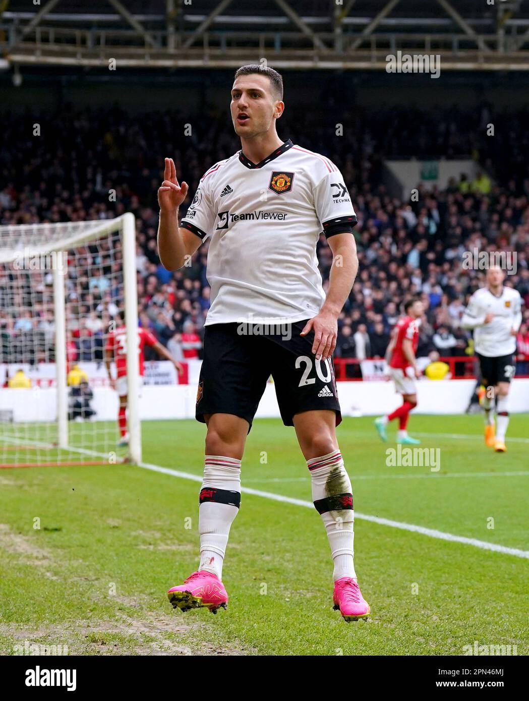 Manchester United's Diogo Dalot celebrates scoring their side's second ...