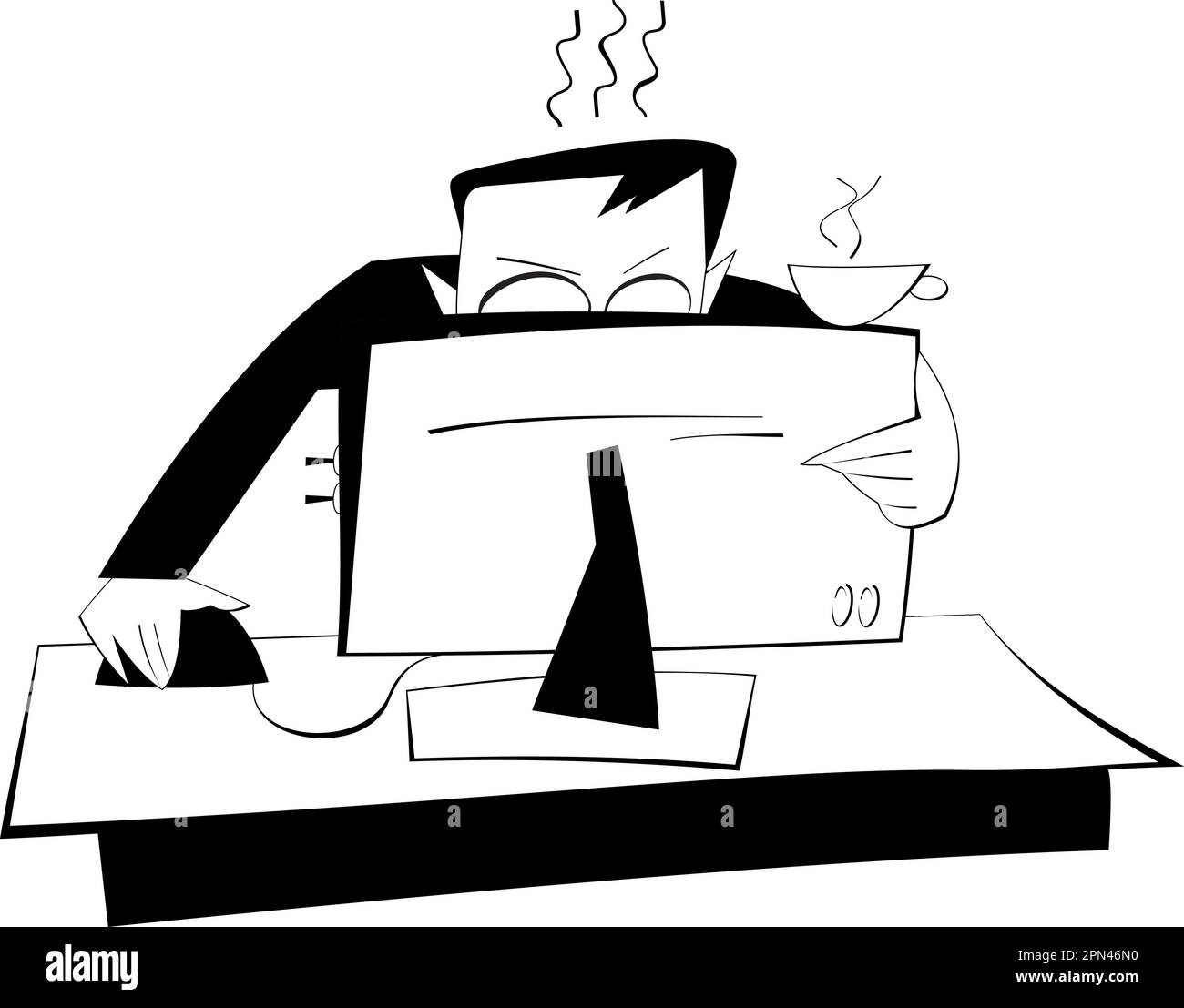 Cartoon man thinking computer Black and White Stock Photos & Images - Alamy