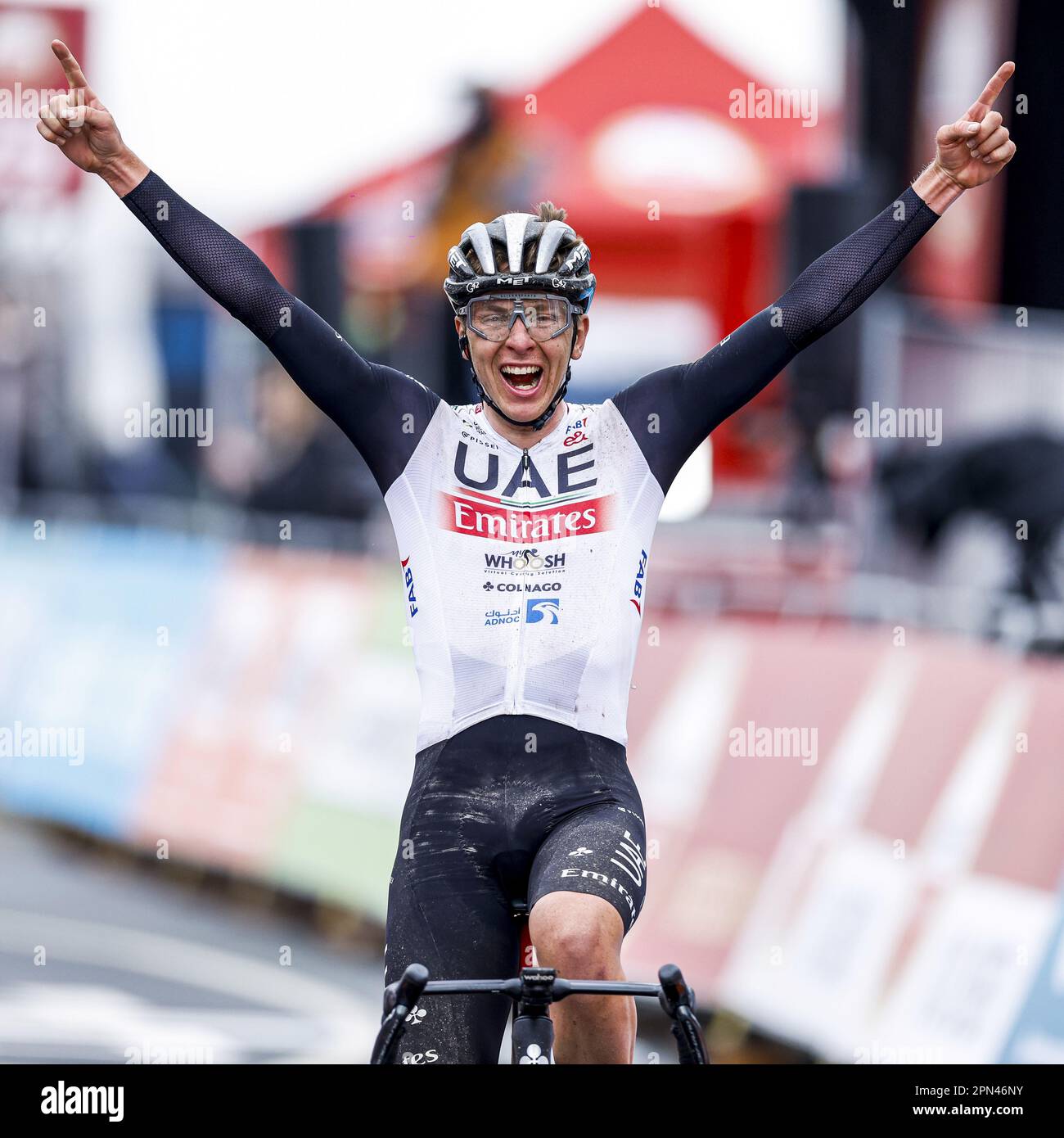 VALKENBURG - Tadej Pogacar celebrates his victory during the 57th ...