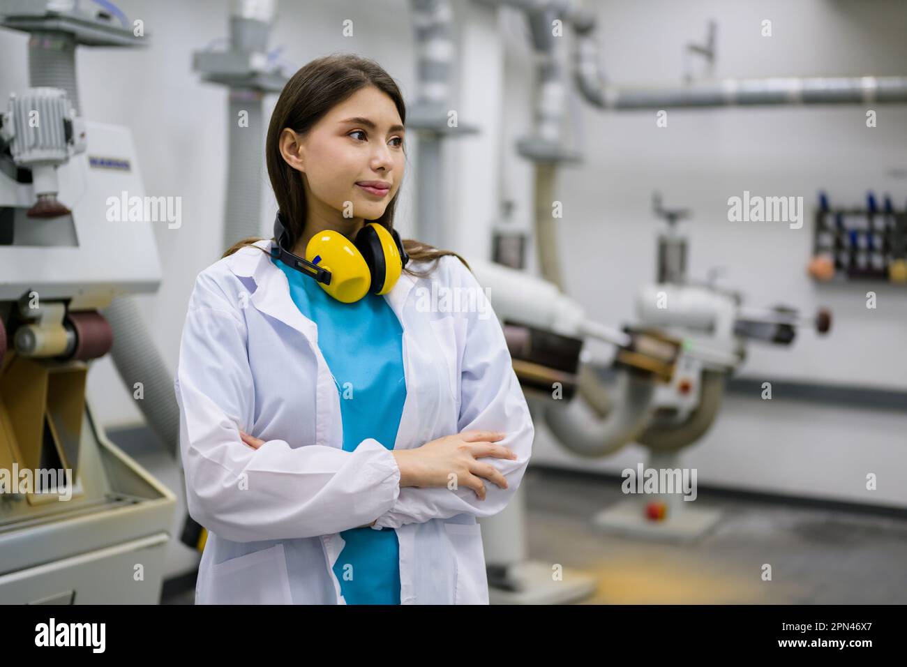Portrait of prosthetic technician working at prosthetic manufacturing ...