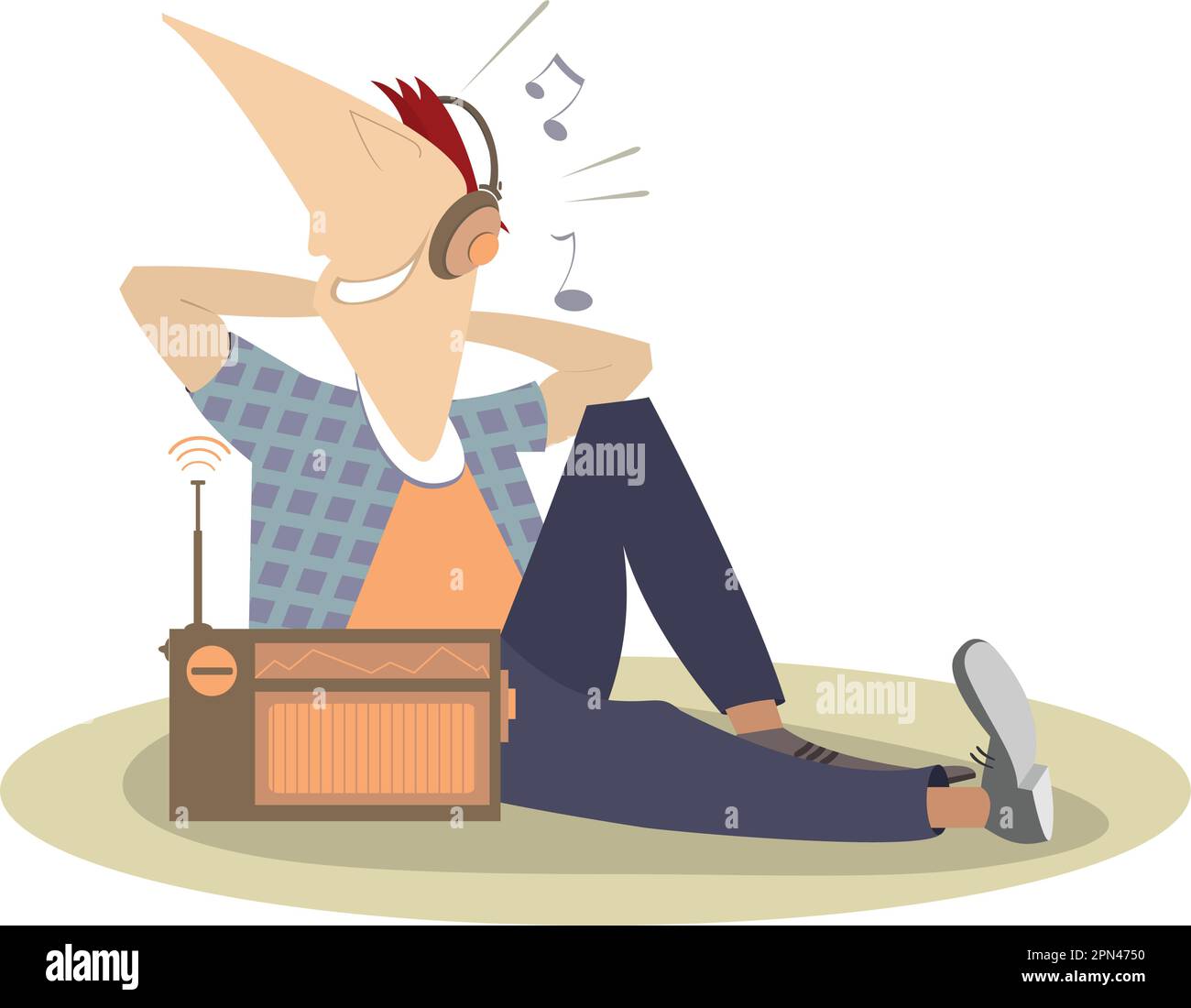 Young man listening radio Stock Vector Images - Alamy