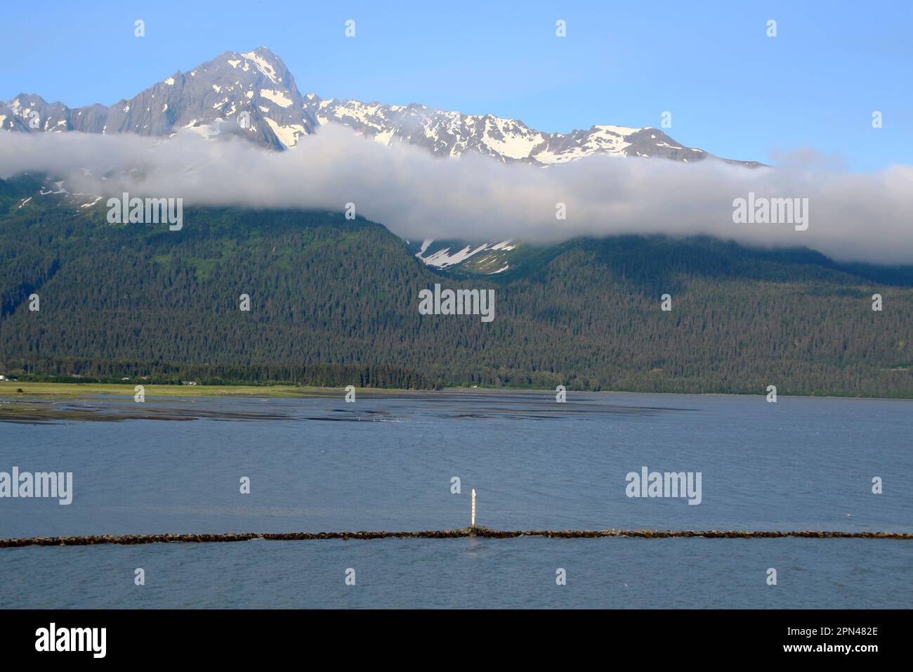 Mountain range in the Resurrection Bay seen from the port of Seward ...