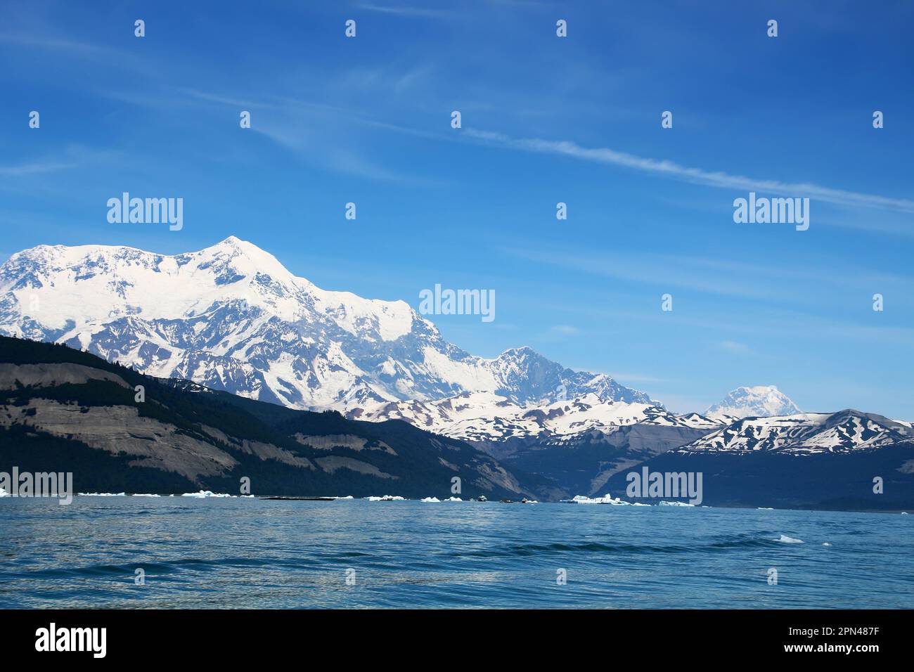 View of Mount Saint Elias in Alaska seen from Icy Bay-Wrangell-St ...