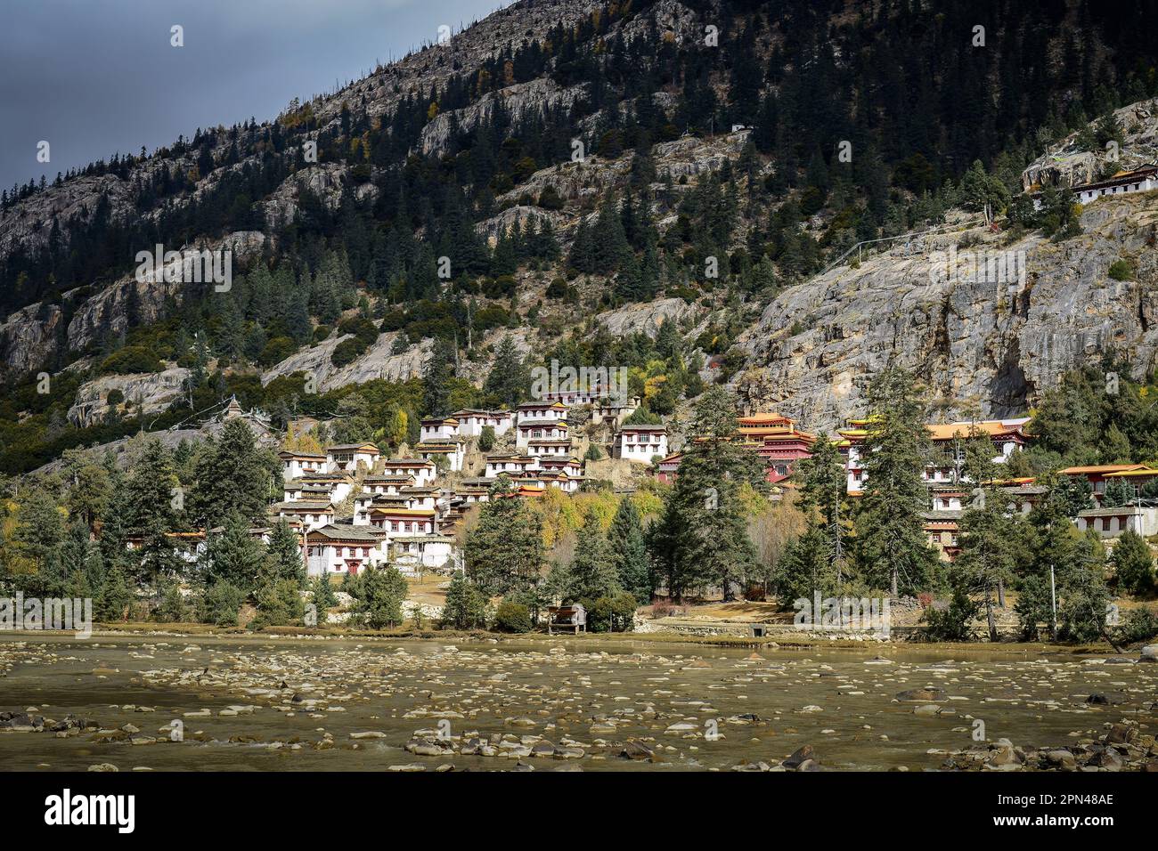 Stone Houses of Alpine Herdsmen in Tibetan Areas of China Stock Photo ...
