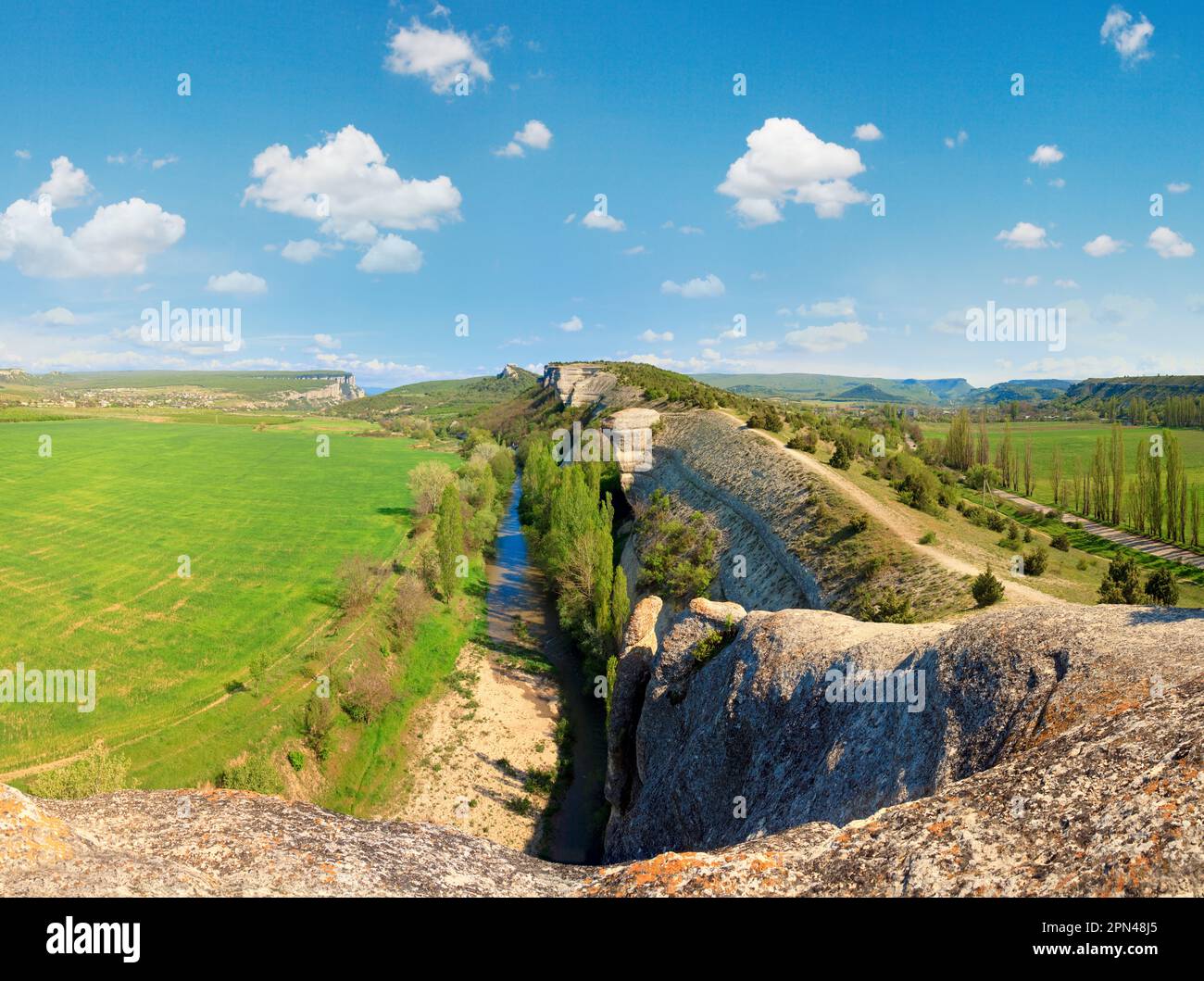 Spring Crimea Mountain landscape with rocks and river (Ukraine Stock ...