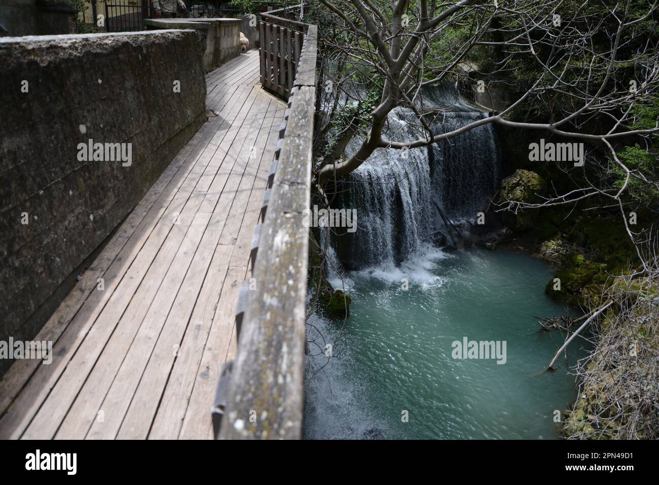 waterfall of Pioraco, Italy, landscape waterfall in the forest ...