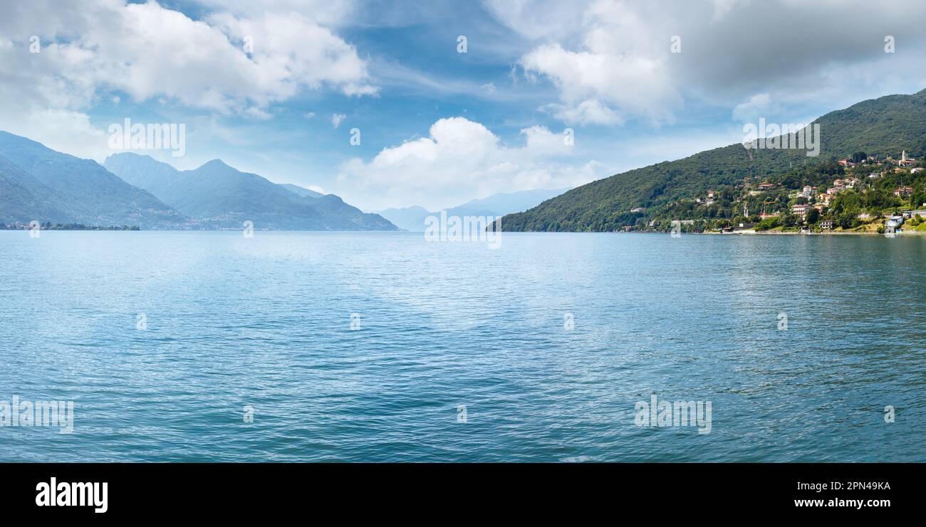 Lake Como (Italy) summer panorama. View from ship board Stock Photo - Alamy