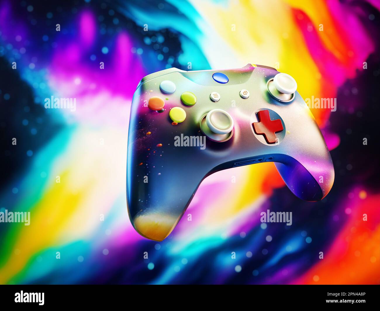 3d rendering of game controller in abstract splashy colors Stock Photo ...
