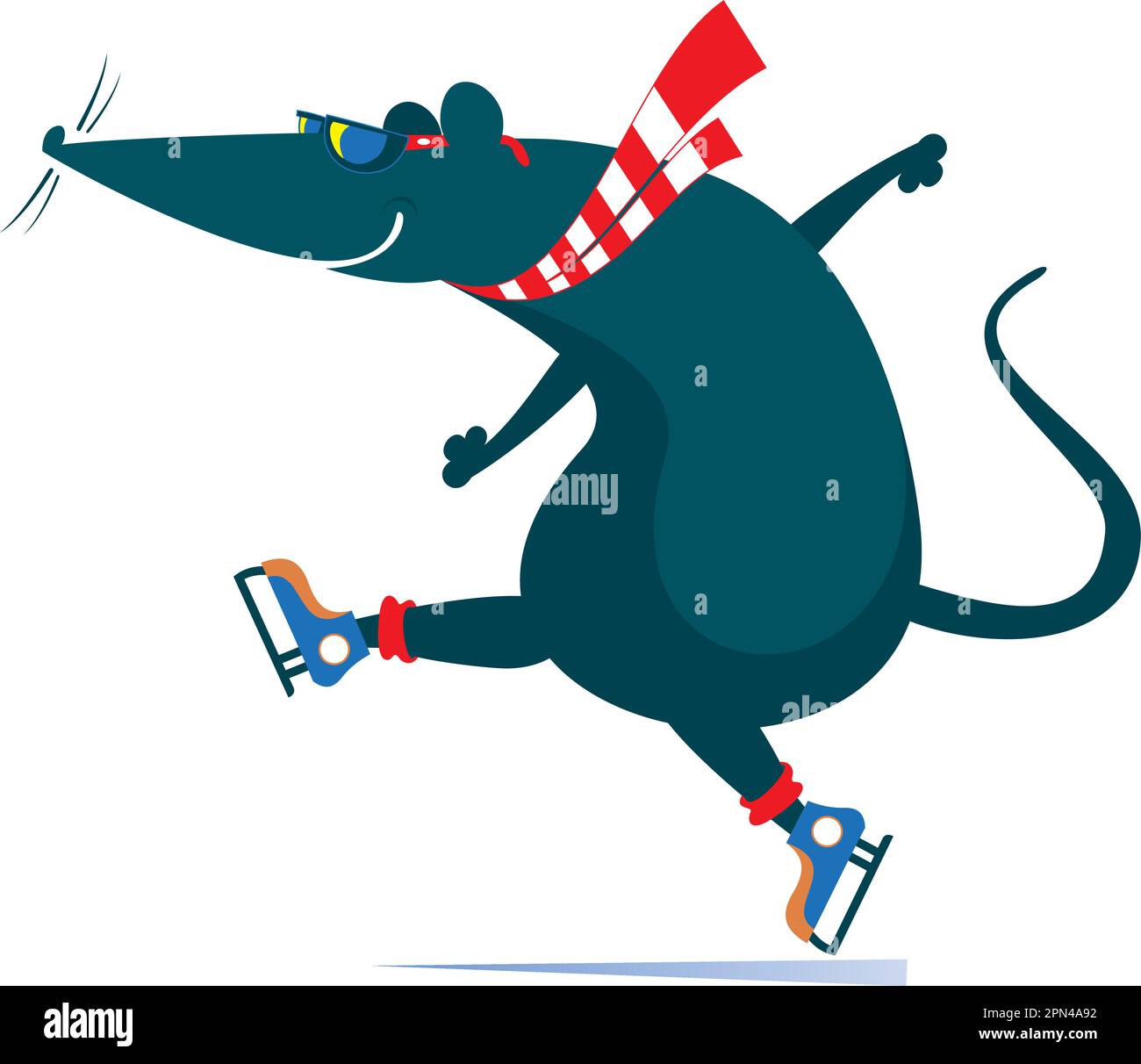 Cartoon rat or mouse a skater illustration. Funny rat or mouse is ...