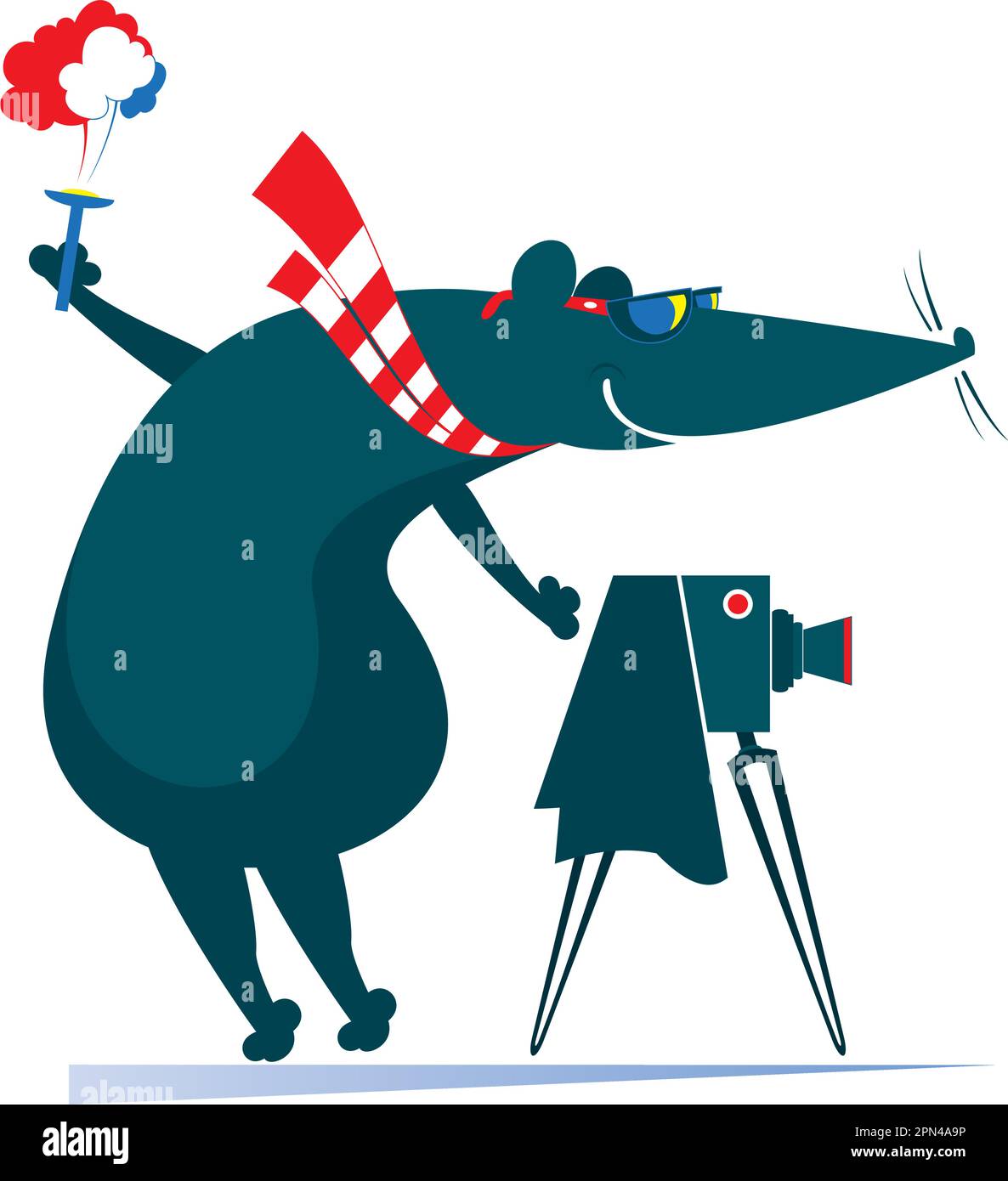 Cartoon rat or mouse a photographer isolated illustration. Funny rat or ...