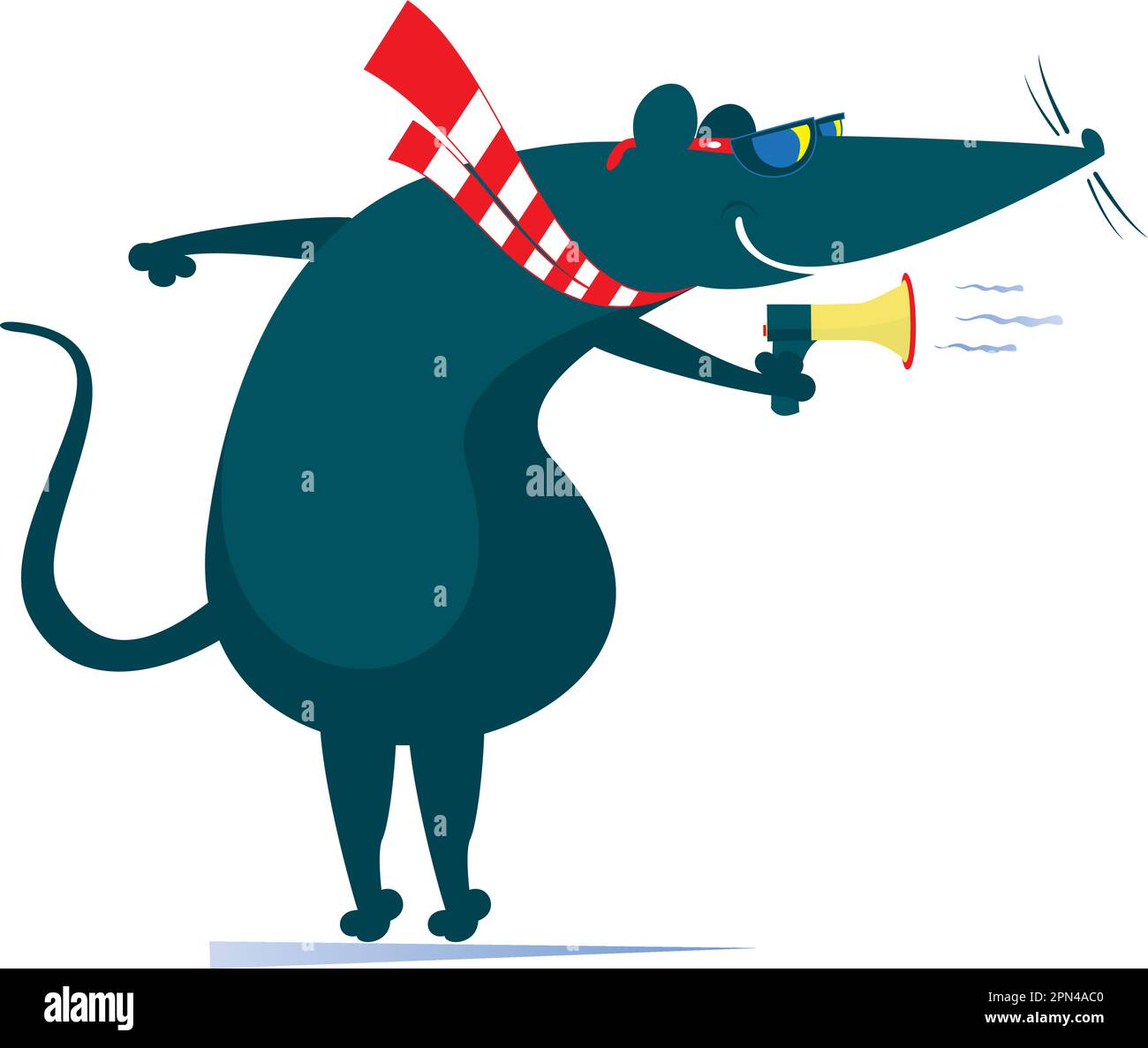 Rat or mouse, megaphone and news isolated illustration. Cartoon rat or ...