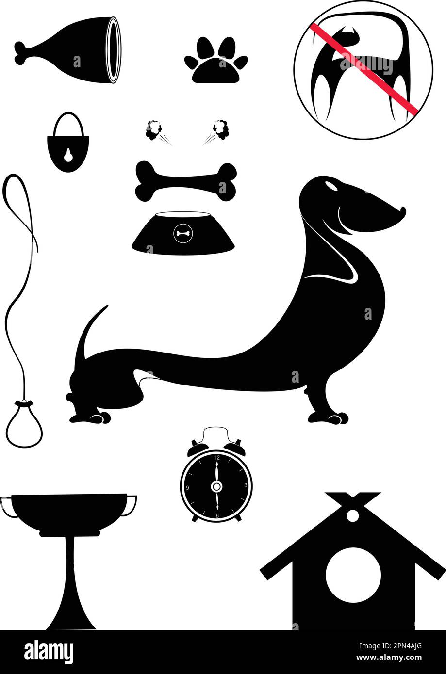 Dog breeding objects silhouette collection for design Stock Vector ...