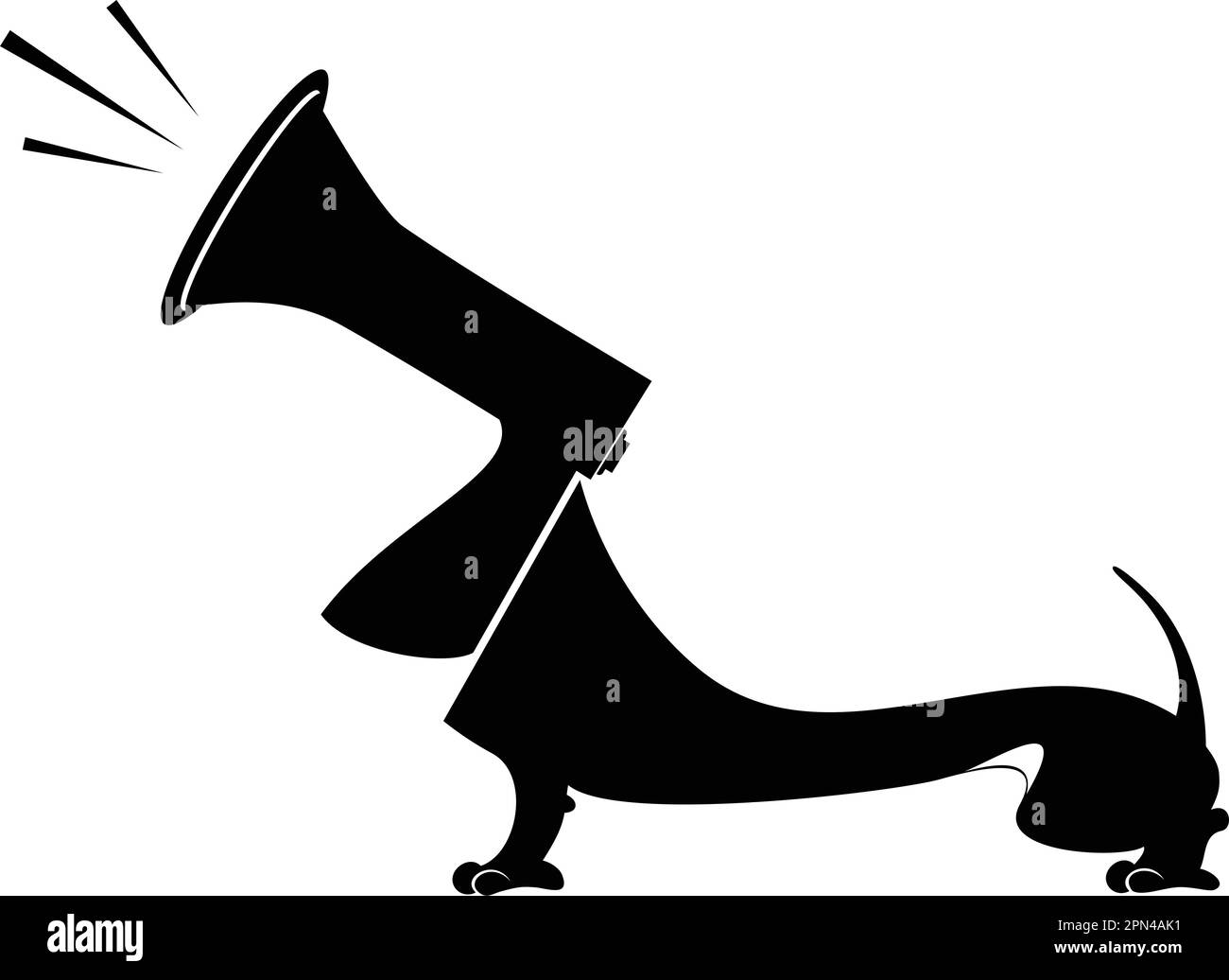 Dog and megaphone concept illustration. Dog with a megaphone head barks ...
