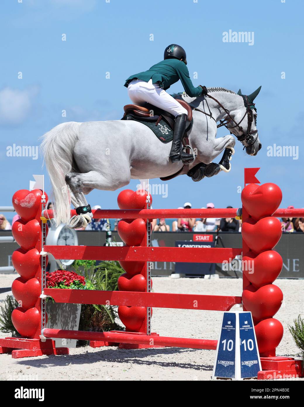 MIAMI BEACH, FL - APRIL 15: Rider at the Longines Global Champions Tour ...