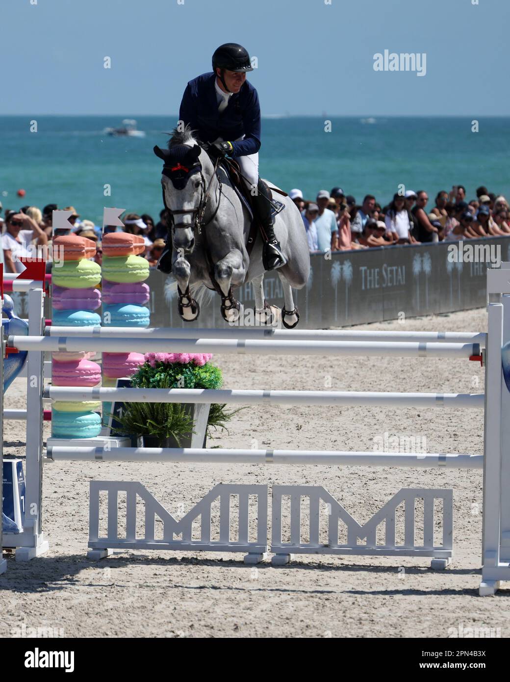 MIAMI BEACH, FL - APRIL 15: Rider at the Longines Global Champions Tour ...