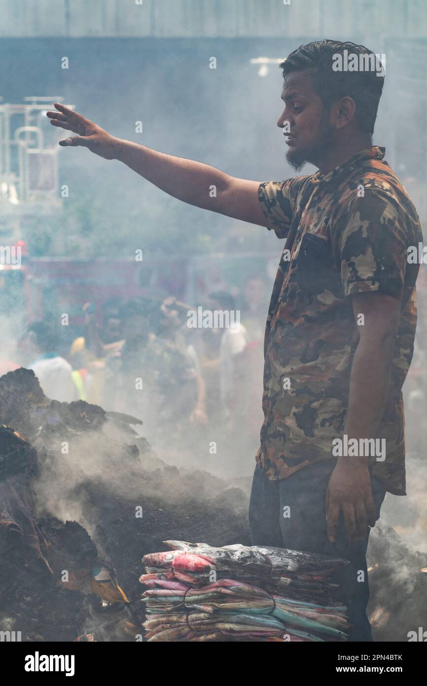 4 April, 2023. Fire in Bongobazar Market Stock Photo - Alamy