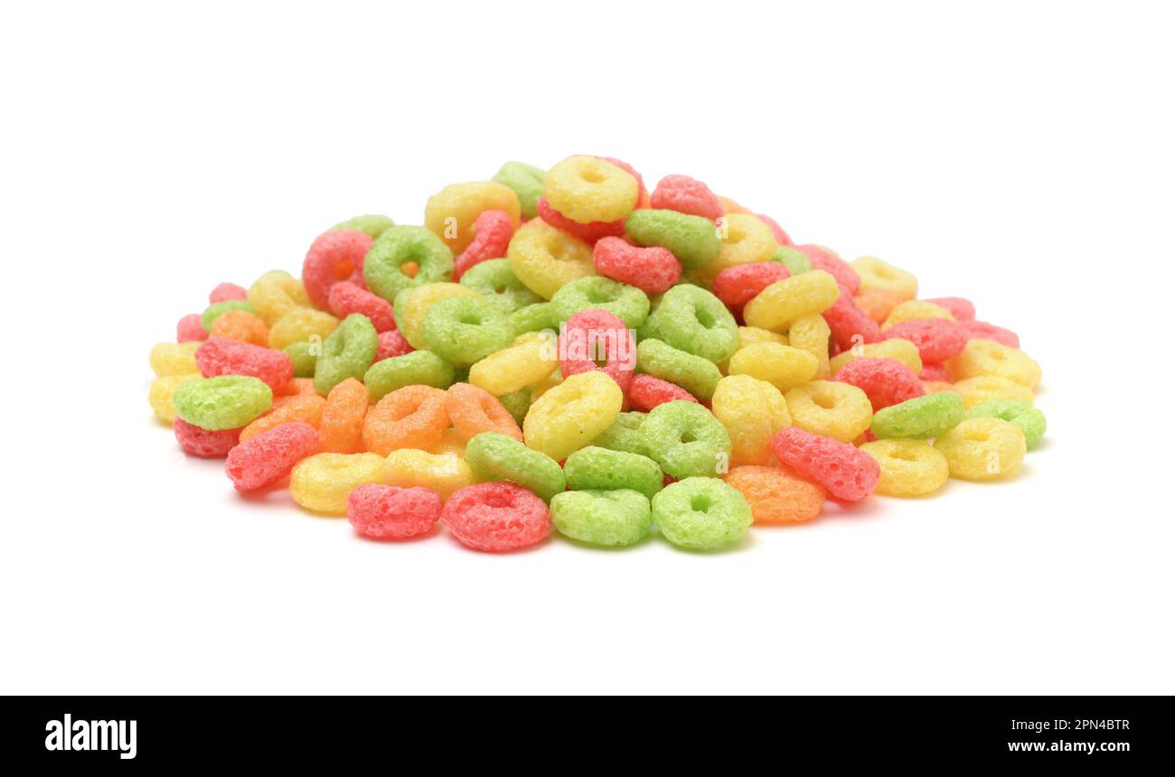 A pile of A pile of colorful breakfast rings isolated on white Stock ...