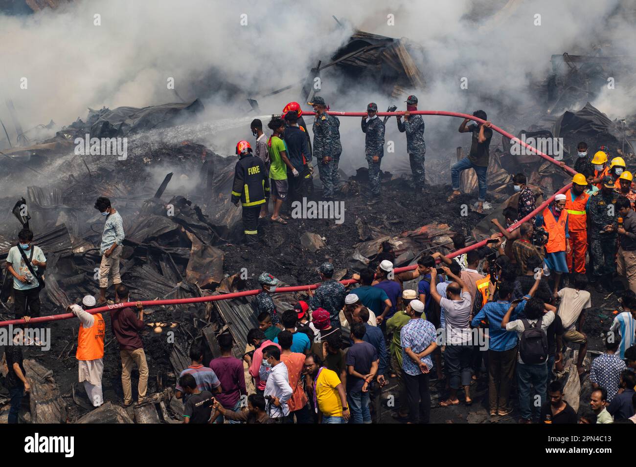 4 April, 2023. Fire in Bongobazar Market Stock Photo - Alamy