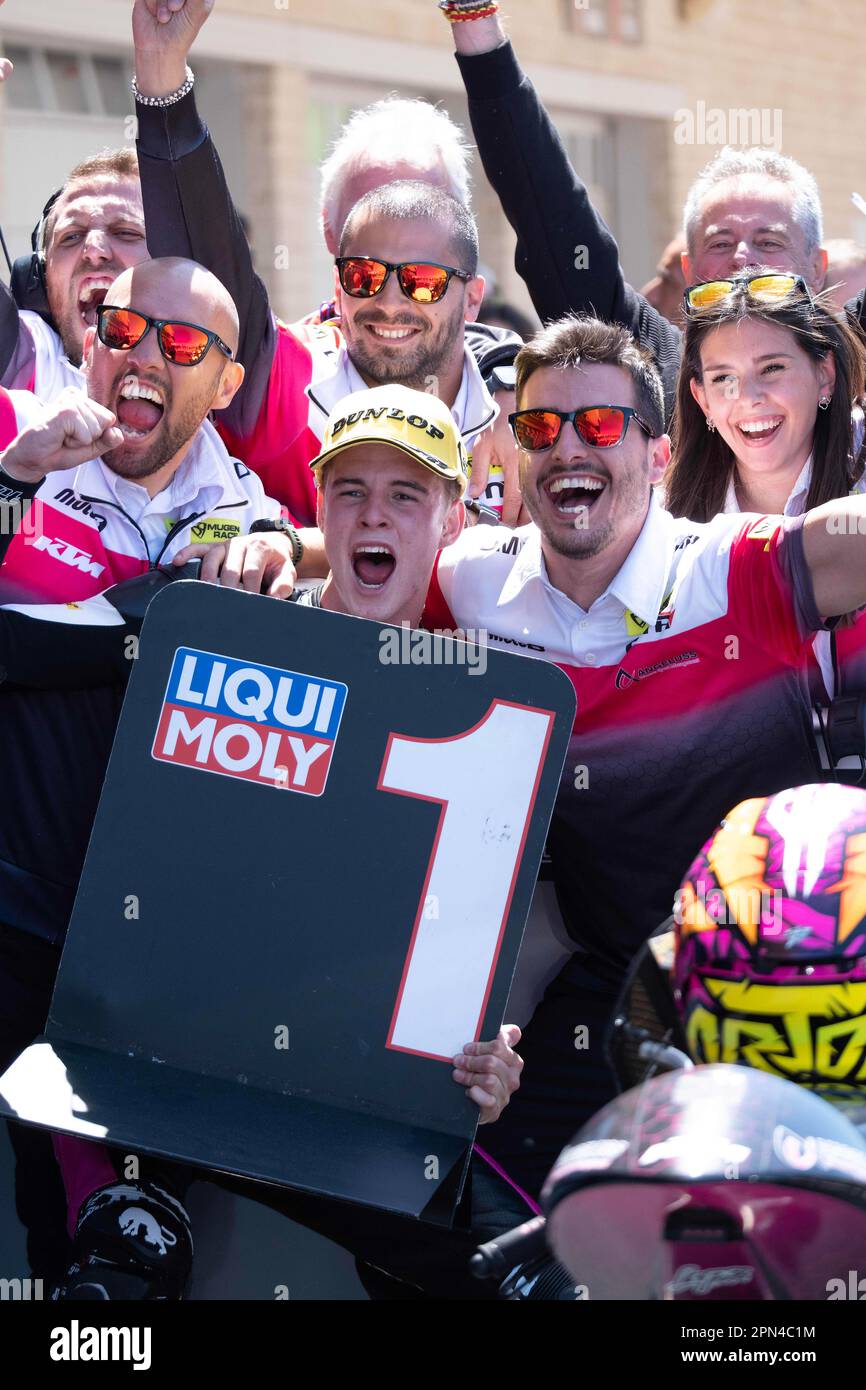 The Americas. 16th Apr, 2023. Ivan Ortola (48) takes the win Moto3 at ...
