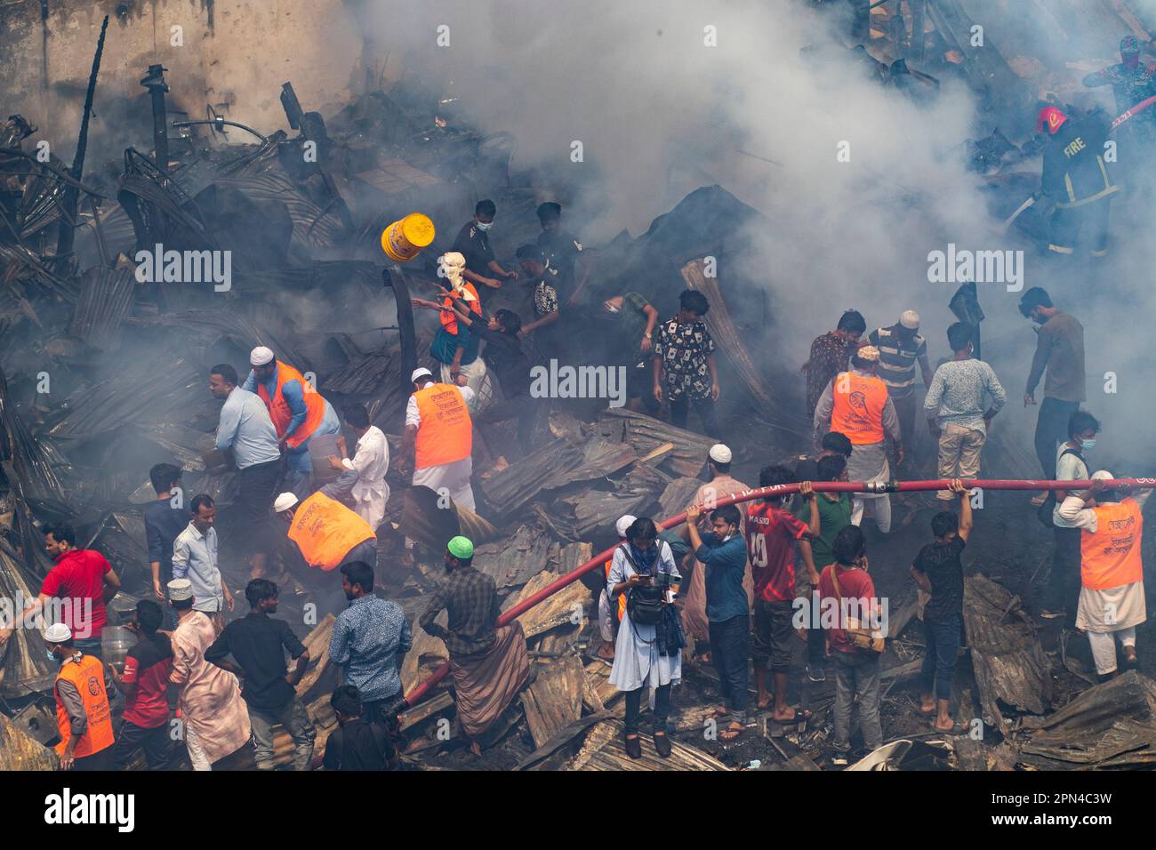 4 April, 2023. Fire in Bongobazar Market Stock Photo - Alamy