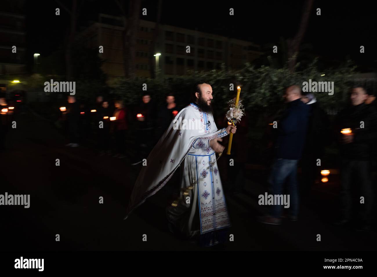 Rite of the holy fire in a romanian orthodox church hi-res stock ...