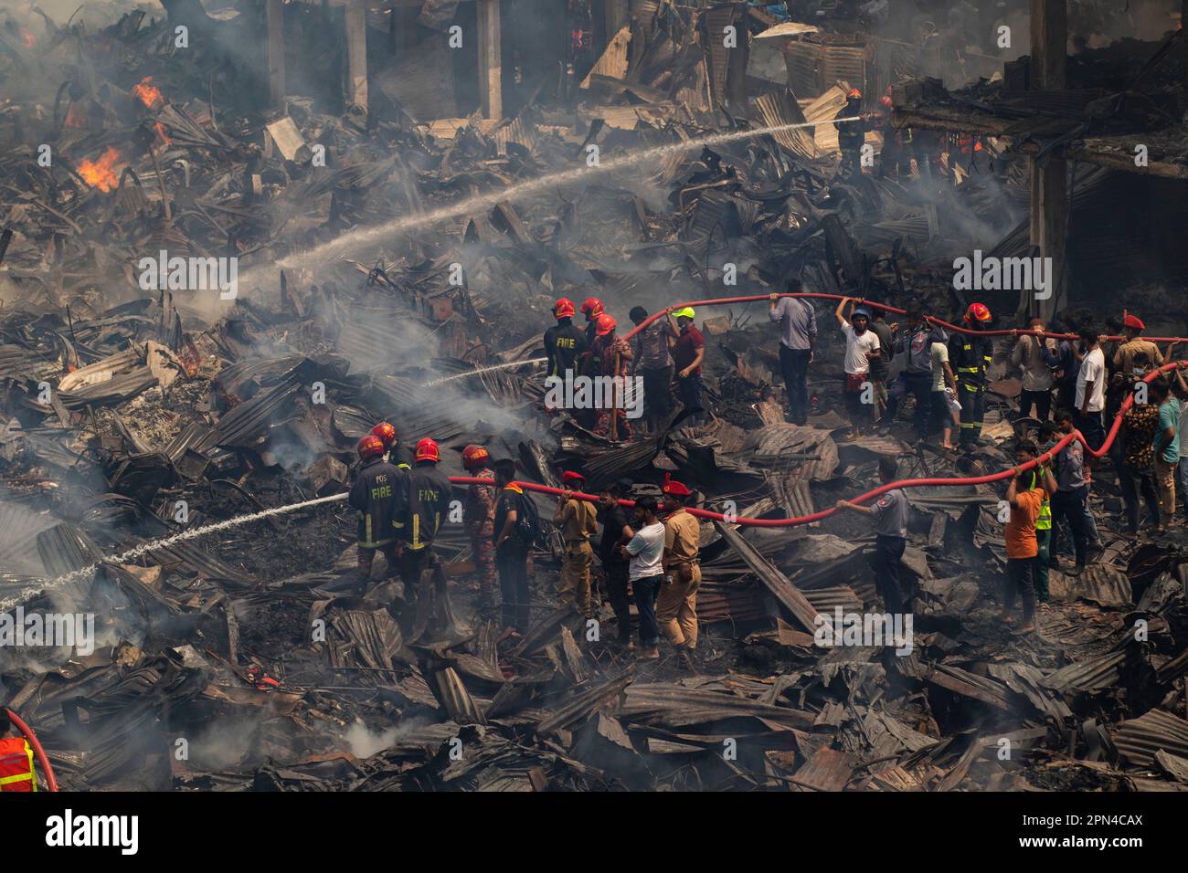 4 April, 2023. Fire in Bongobazar Market Stock Photo - Alamy