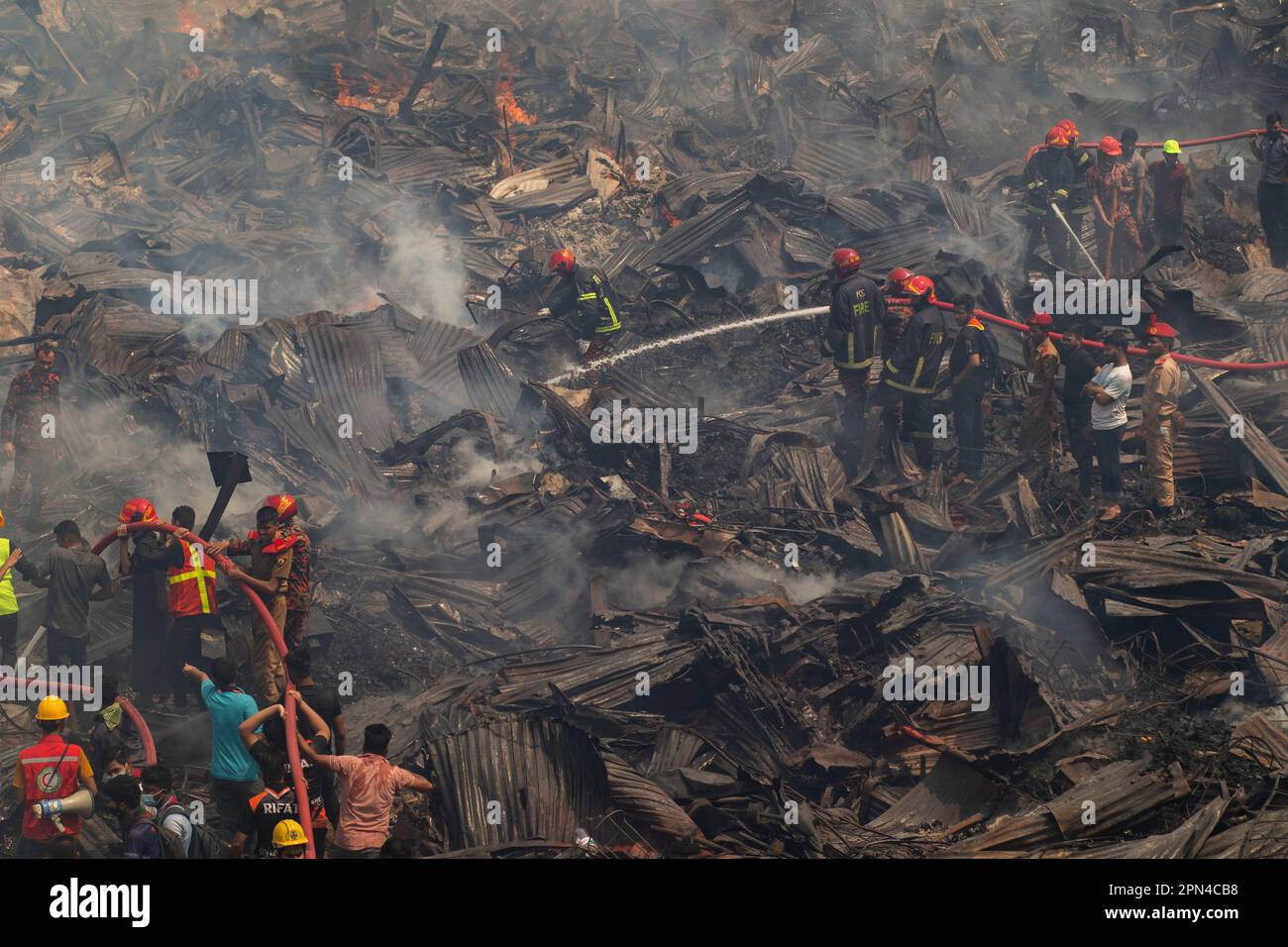 4 April, 2023. Fire in Bongobazar Market Stock Photo - Alamy