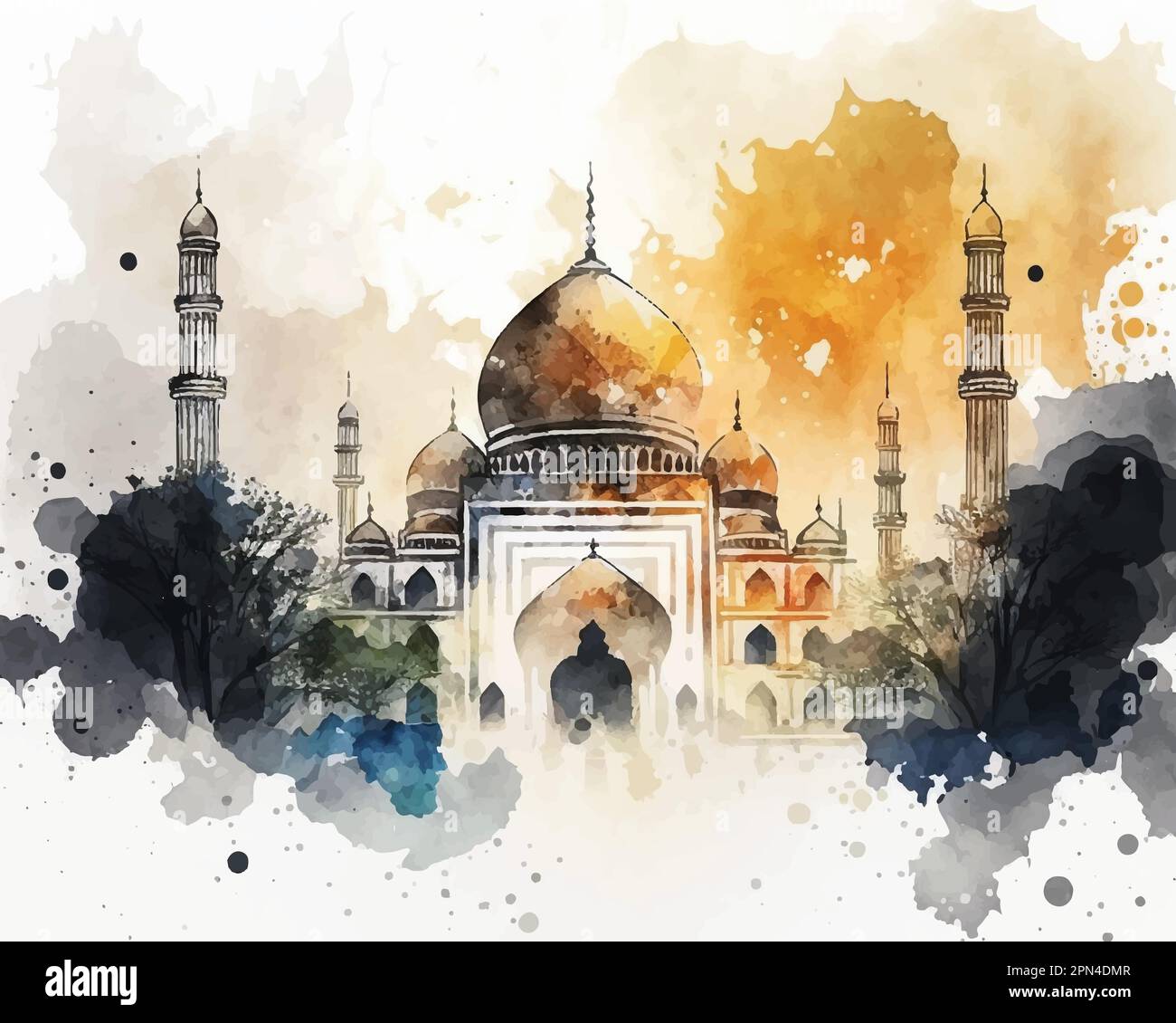 Eid mubarak mosque desert silhouette hi-res stock photography and ...