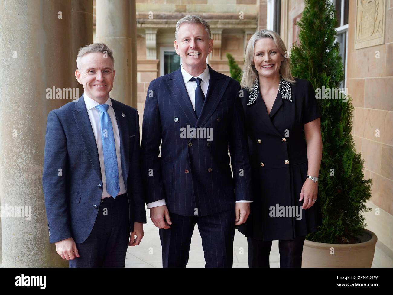Patrick Kielty is welcomed by Laura McCorry of Hillsborough Castle and ...