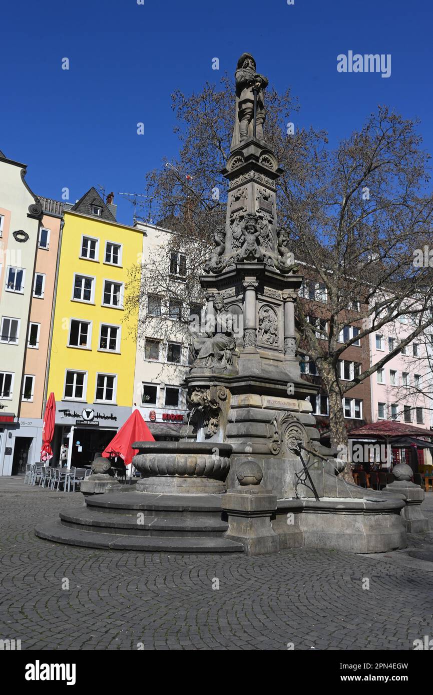 Cologne, Germany. 09th Apr, 2023. The Jan von Werth Fountain with a ...