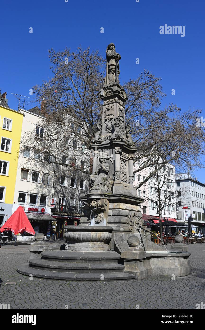 Cologne, Germany. 09th Apr, 2023. The Jan von Werth Fountain with a ...