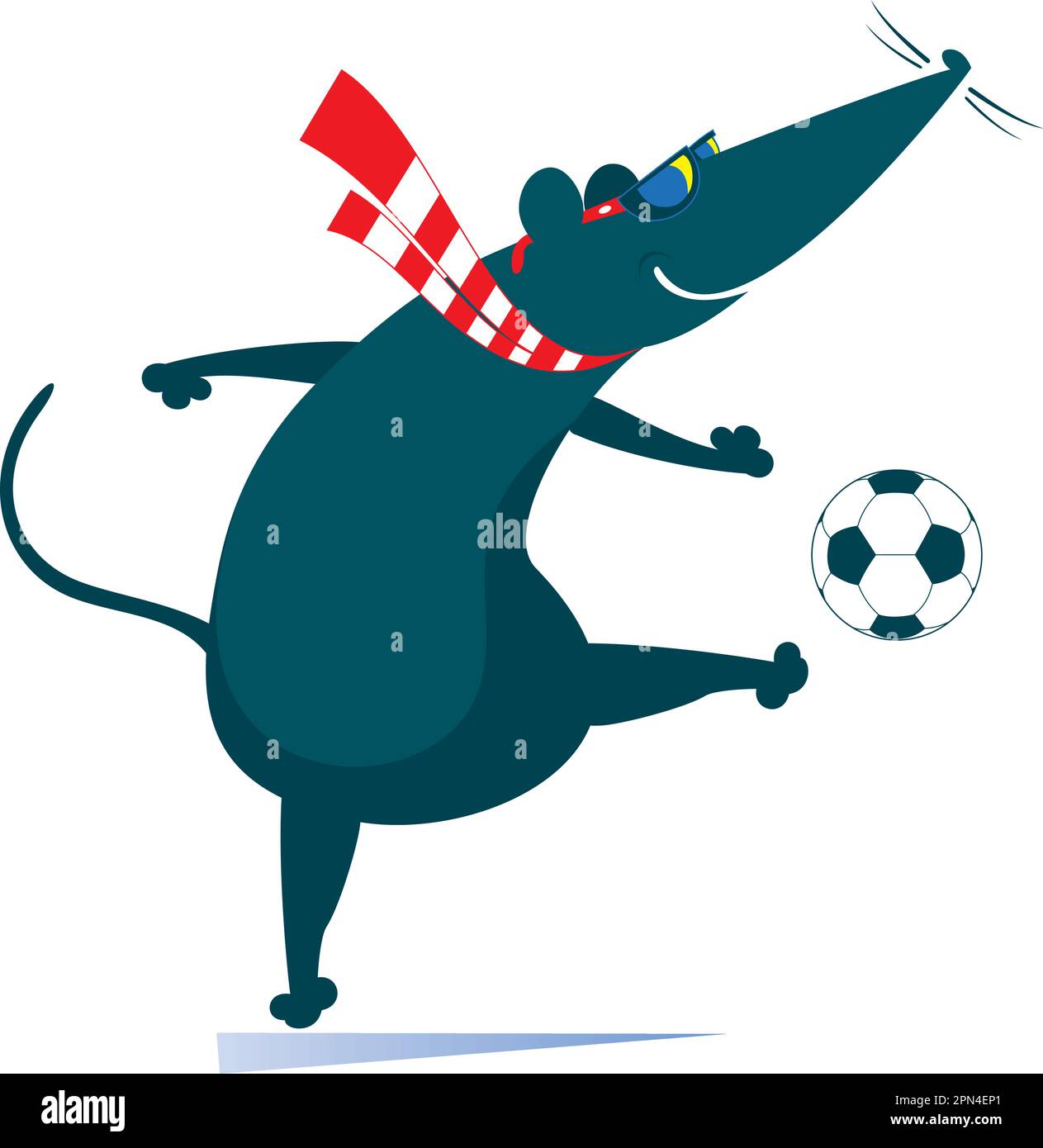 Cartoon rat or mouse plays football illustration. Cartoon rat or mouse ...