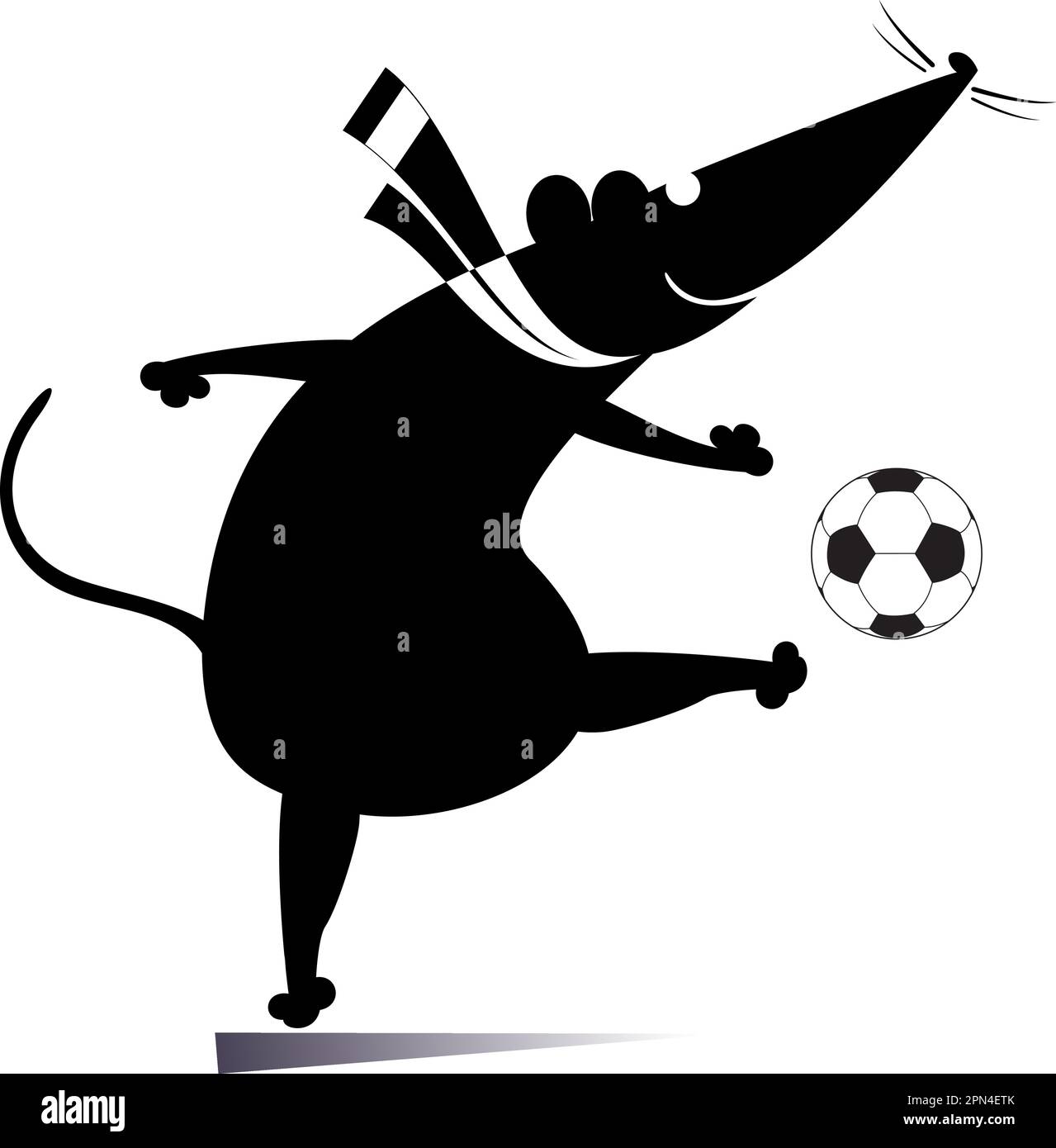 Illustration of rat or mouse playing football. Cartoon rat or mouse ...