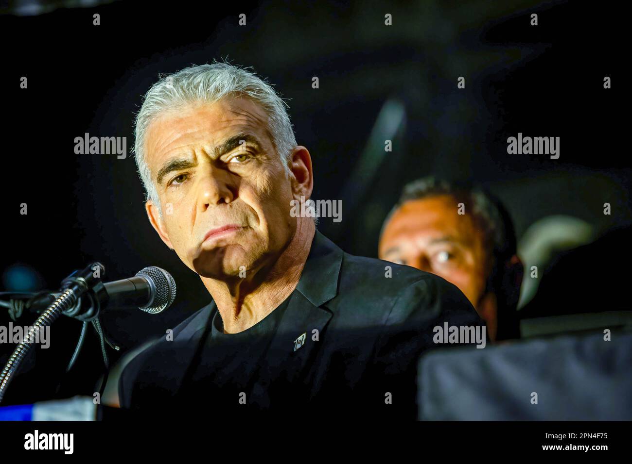 Netanya, Israel. 15th Apr, 2023. Israeli opposition leader and former ...